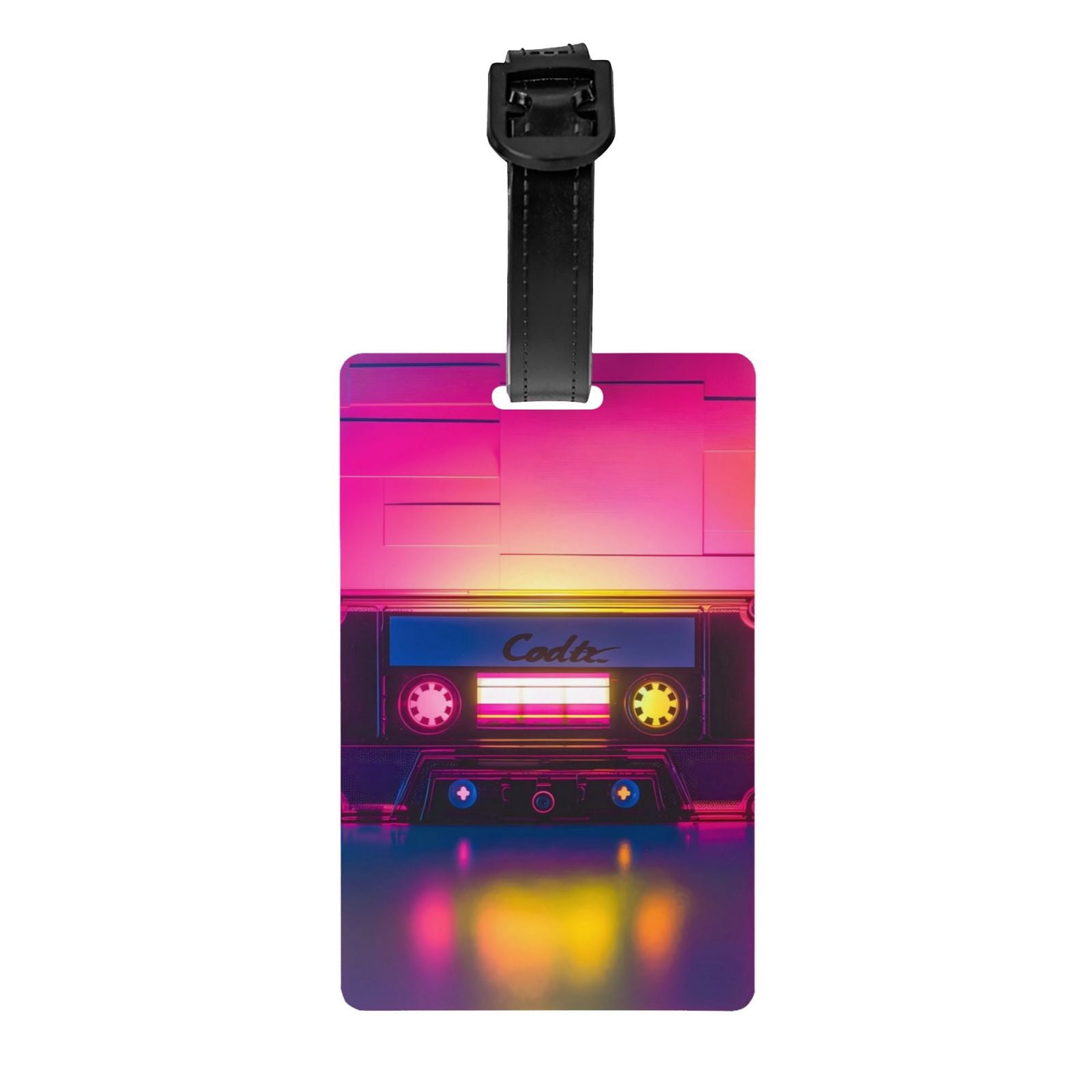 Luggage Tags for Suitcases, Neon Cassette Tape Leather Bag Luggage Tags ...