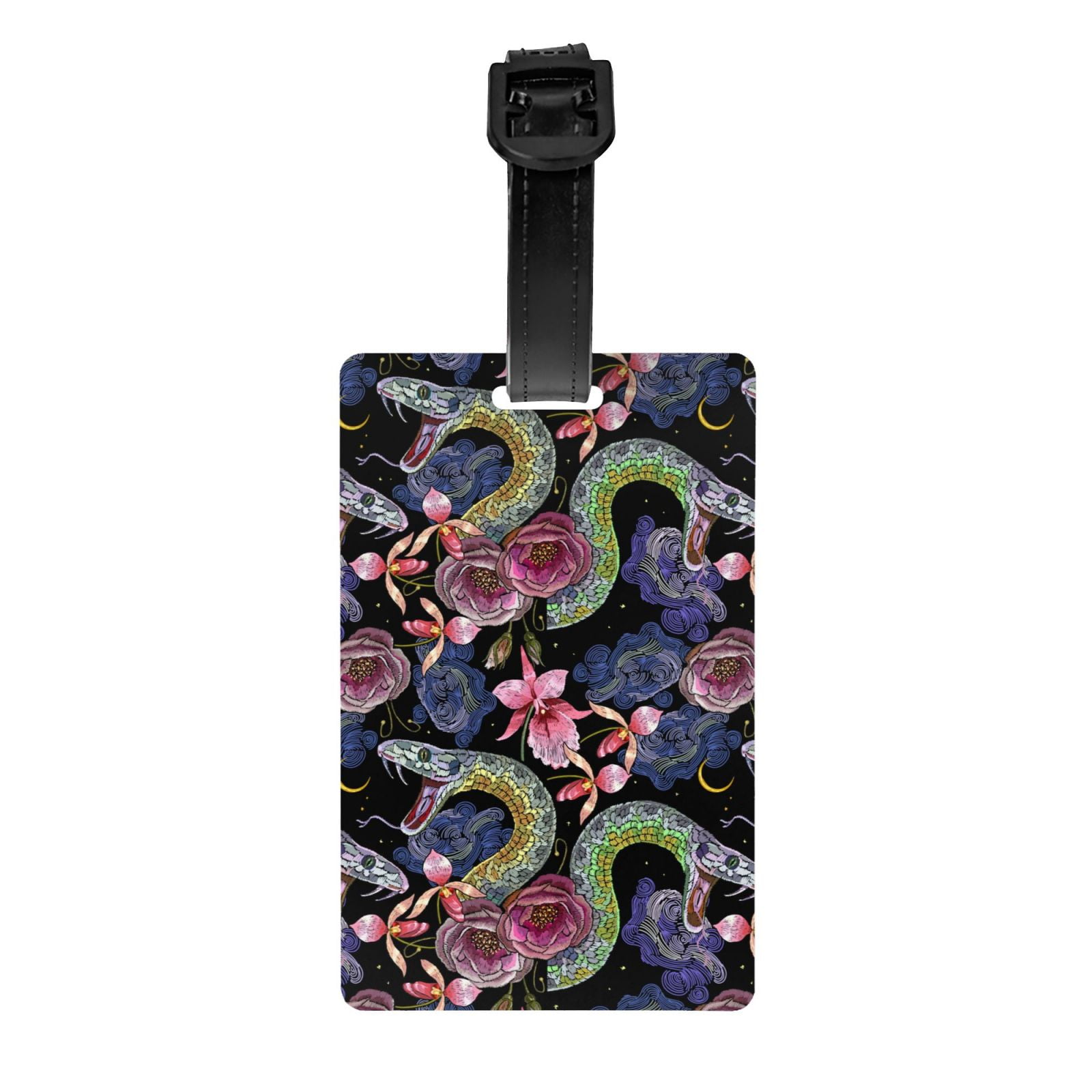Luggage Tags for Suitcases, Painted Funny Cool Snake Flower Leather Bag ...