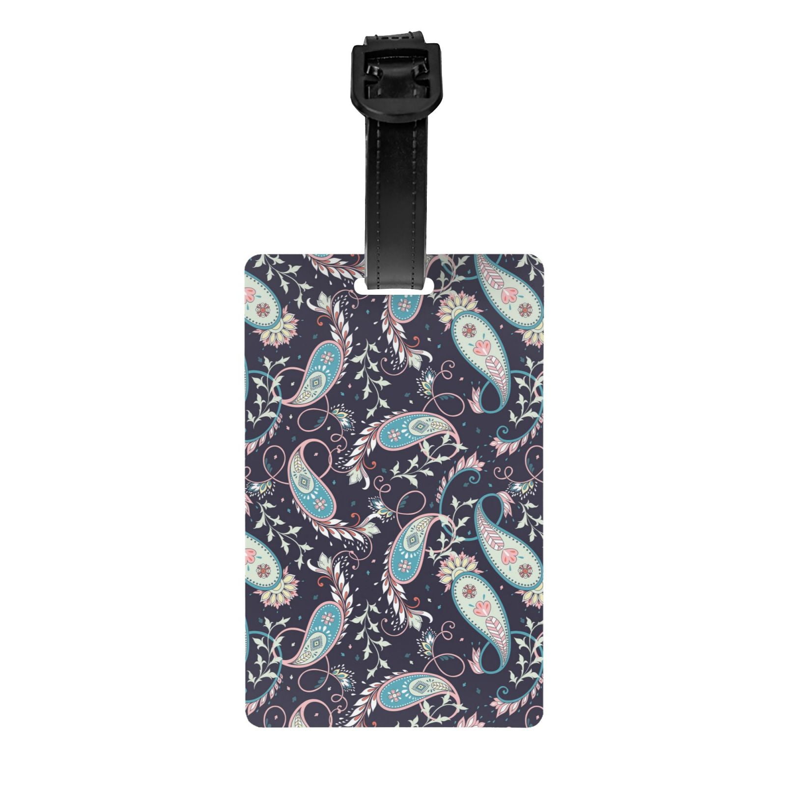 Luggage Tags for Suitcases, Pink Blue Black Paisley Leather Bag Luggage ...