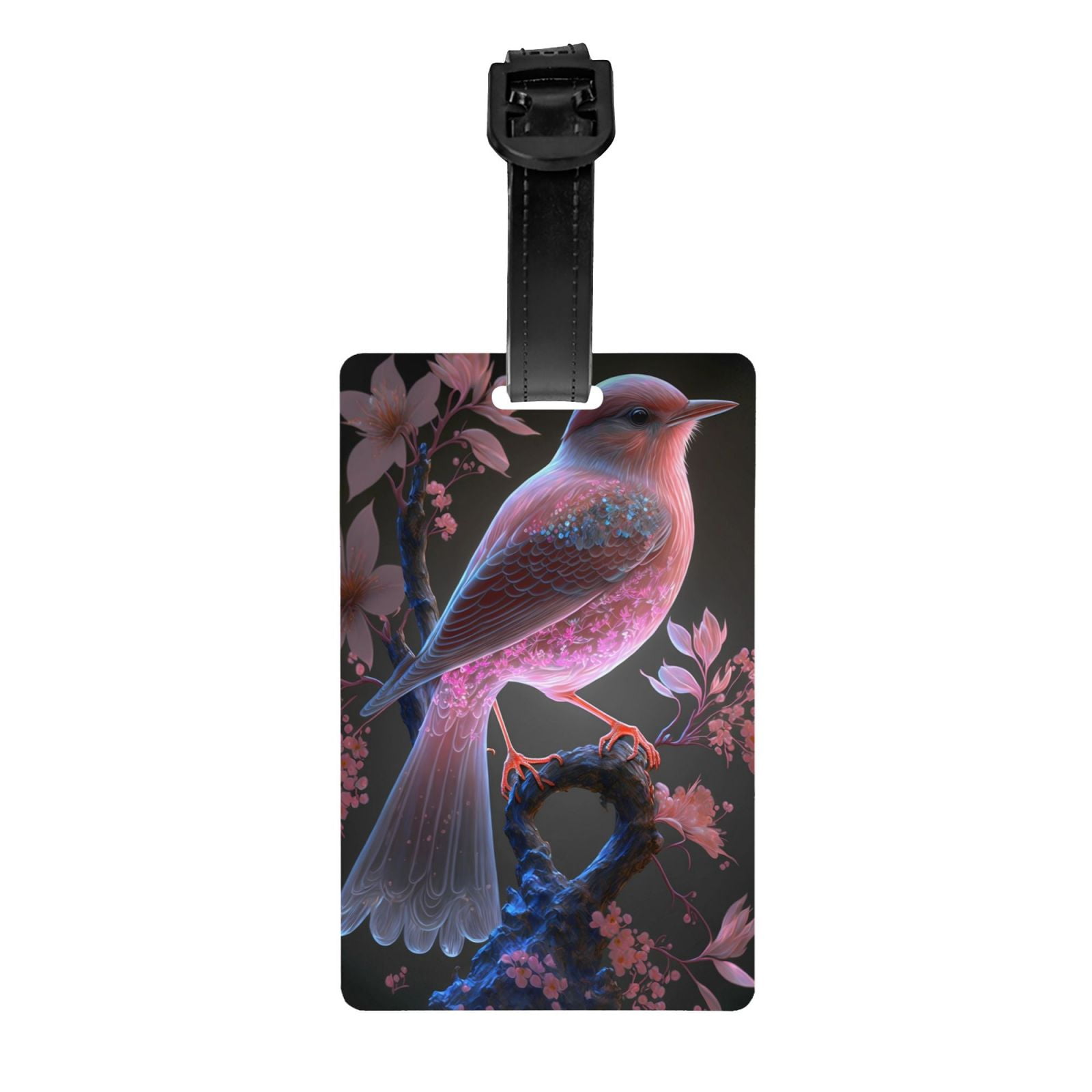 Luggage Tags for Suitcases, Pink Patterned Bird Leather Bag Luggage ...