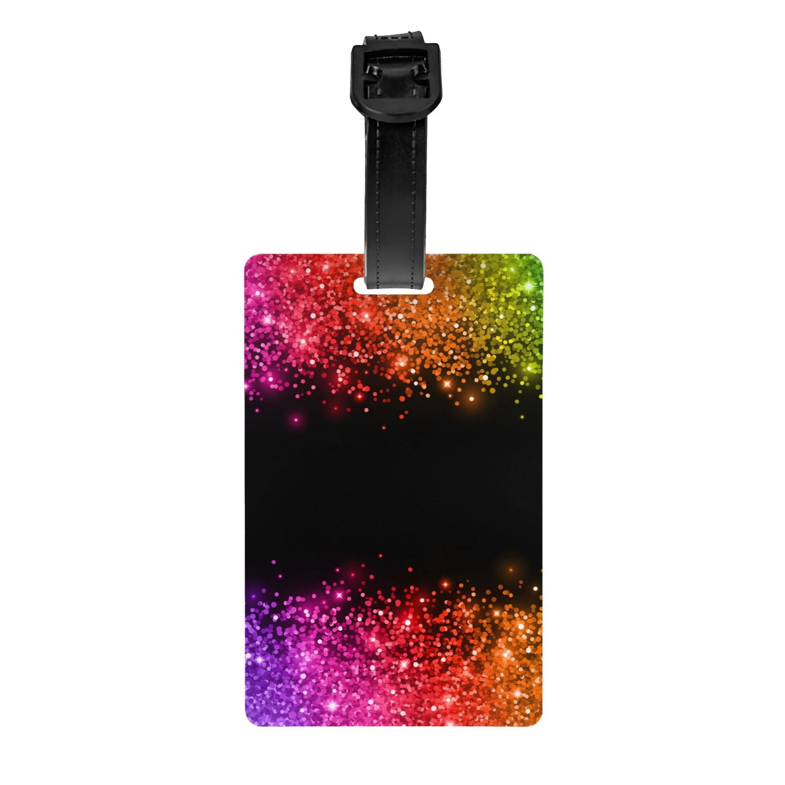 Luggage Tags for Suitcases, Rainbow Glitter Border Leather Bag Luggage ...