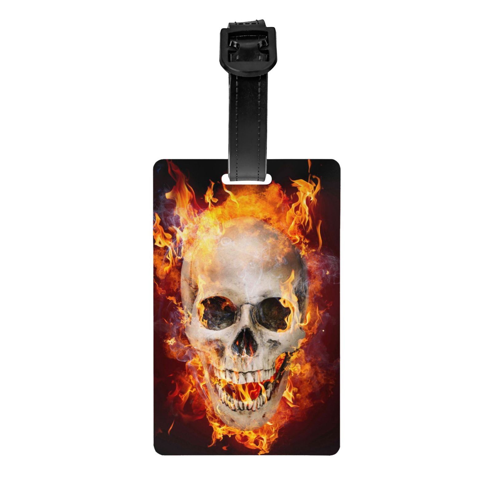 Luggage Tags for Suitcases, Satanic Skull Flames Darkness Leather Bag ...