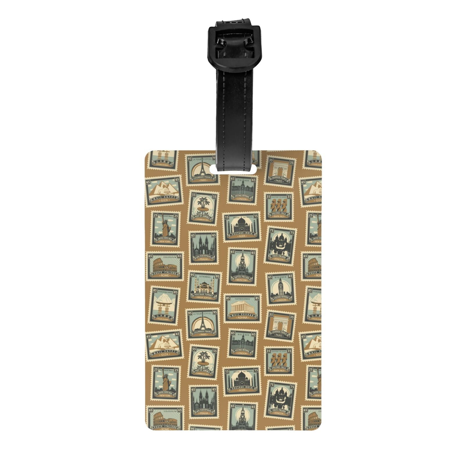 Luggage Tags for Suitcases, Stamp Pattern worlds Leather Bag Luggage ...