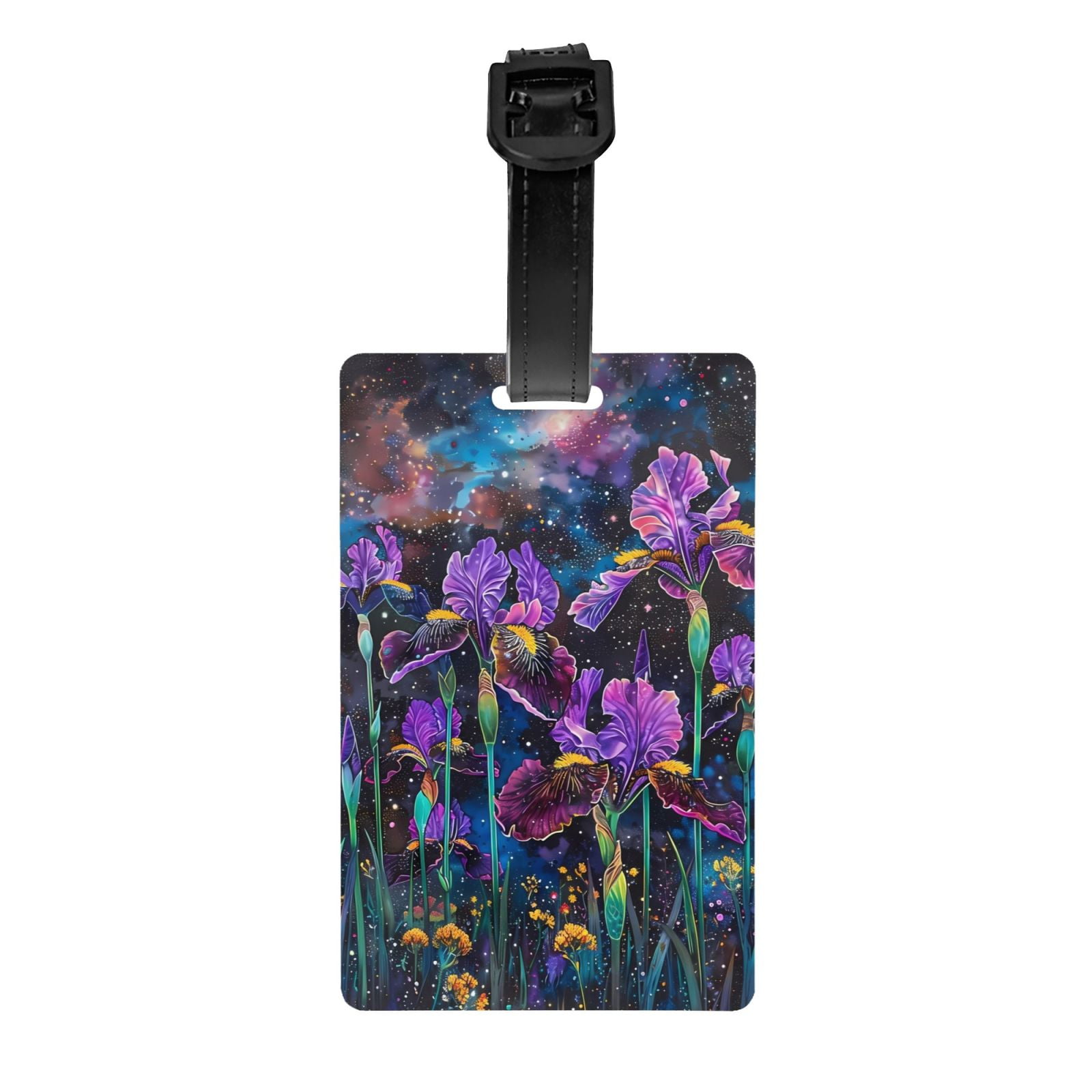 Luggage Tags for Suitcases, Starry Night Iris Field Leather Bag Luggage ...