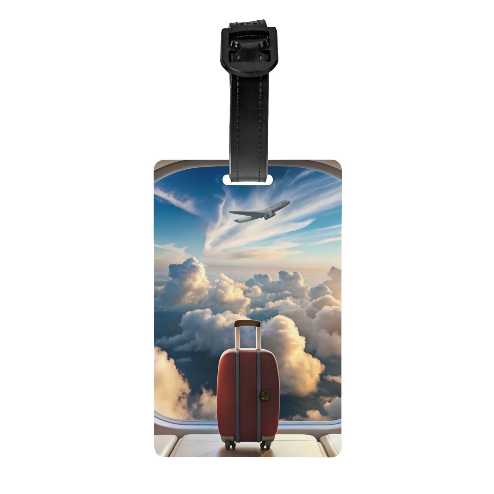 Luggage Tags for Suitcases, Sunset Airplane Travel View Leather Bag ...