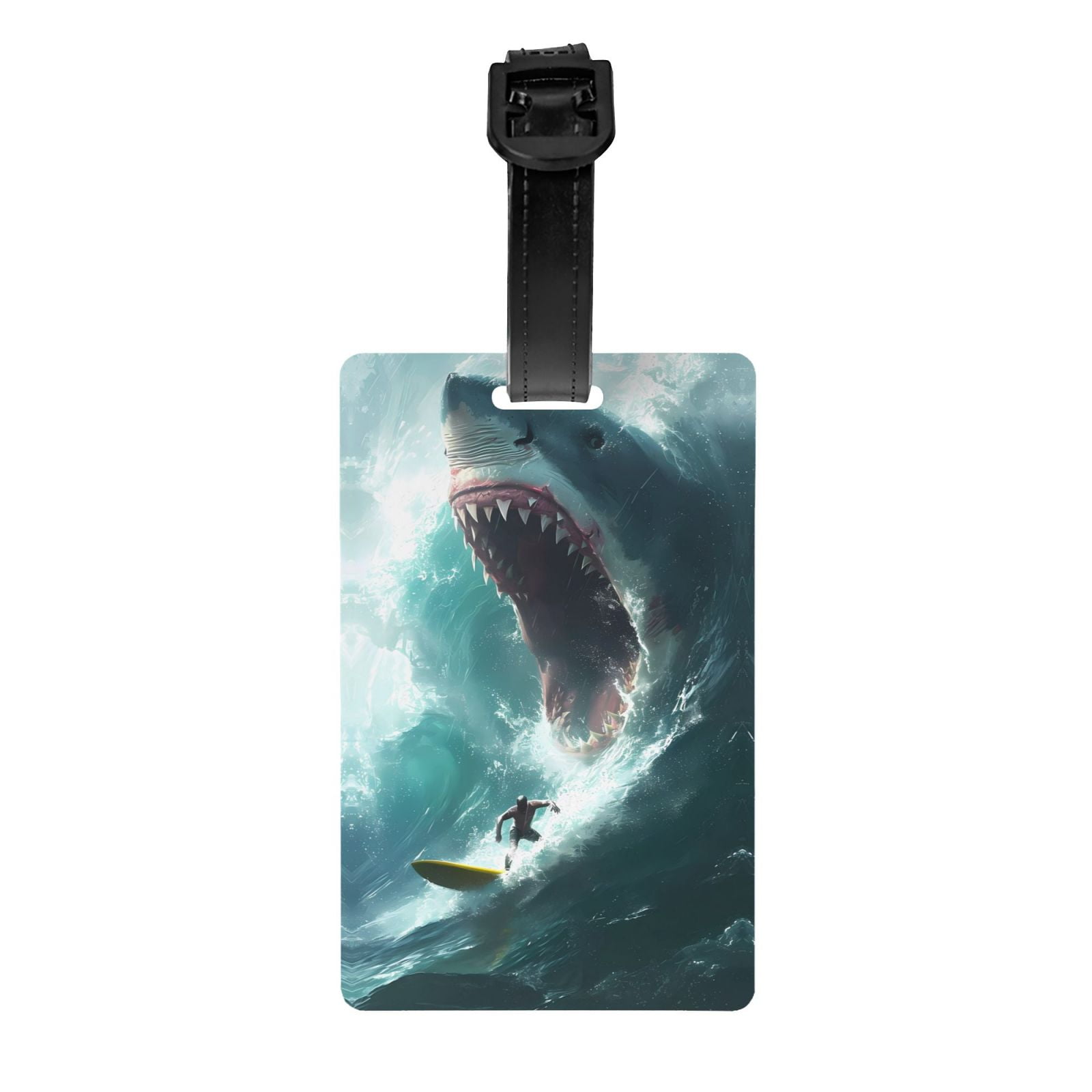 Luggage Tags for Suitcases, Surfing Shark Leather Bag Luggage Tags ID ...