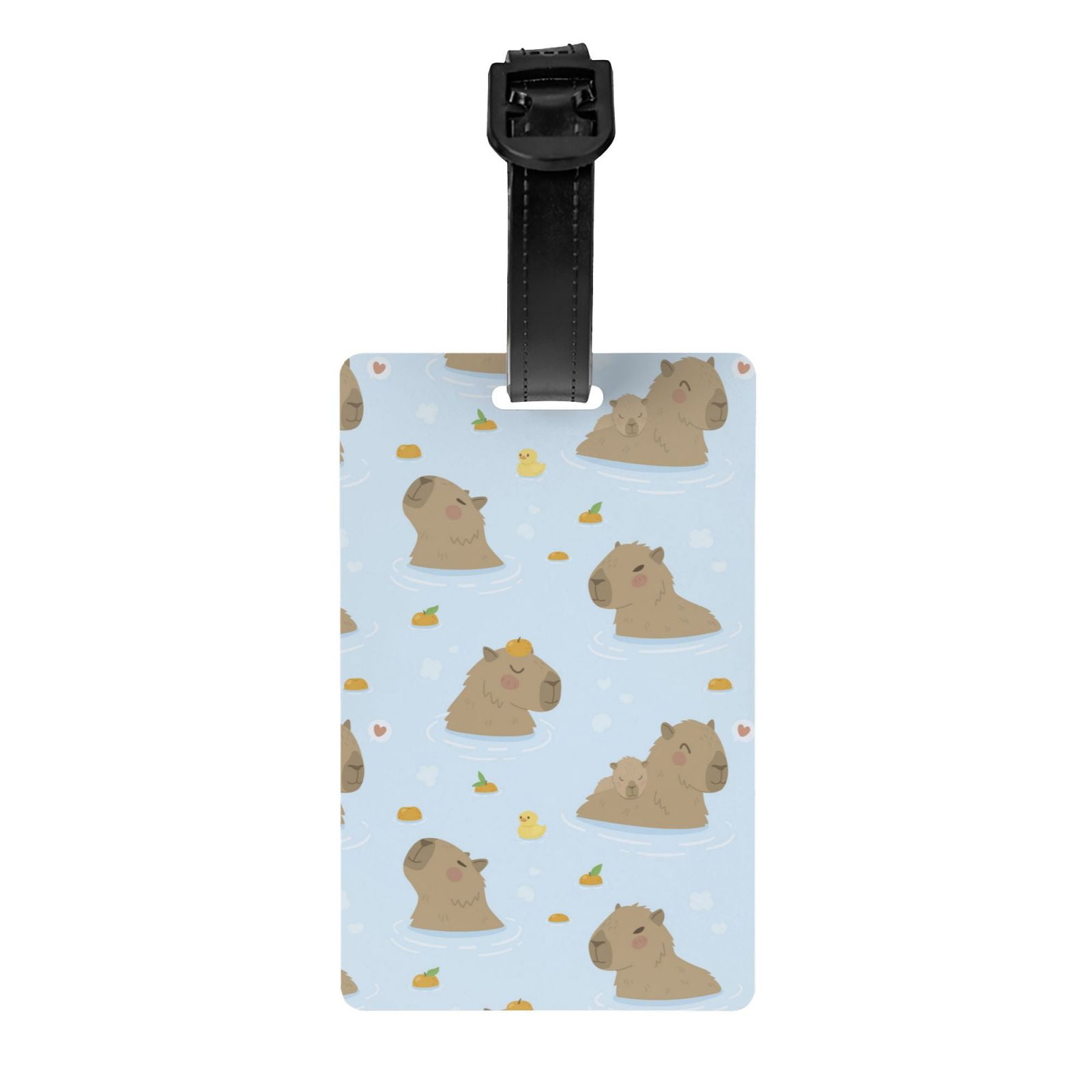 Luggage Tags for Suitcases, Swim Capybaras Duck Leather Bag Luggage ...