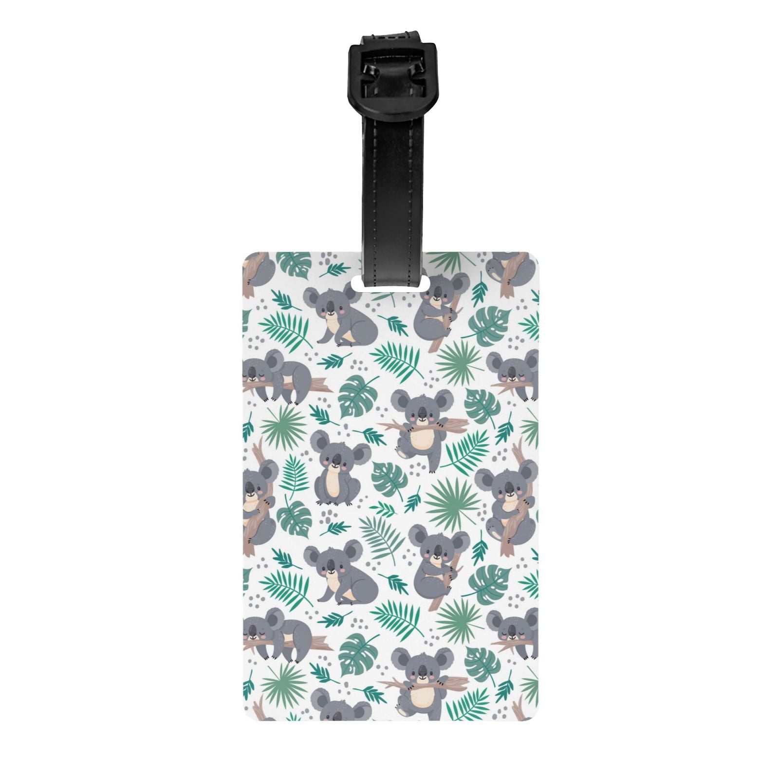 Luggage Tags for Suitcases, Tropical Koala Gray Green Leather Bag ...