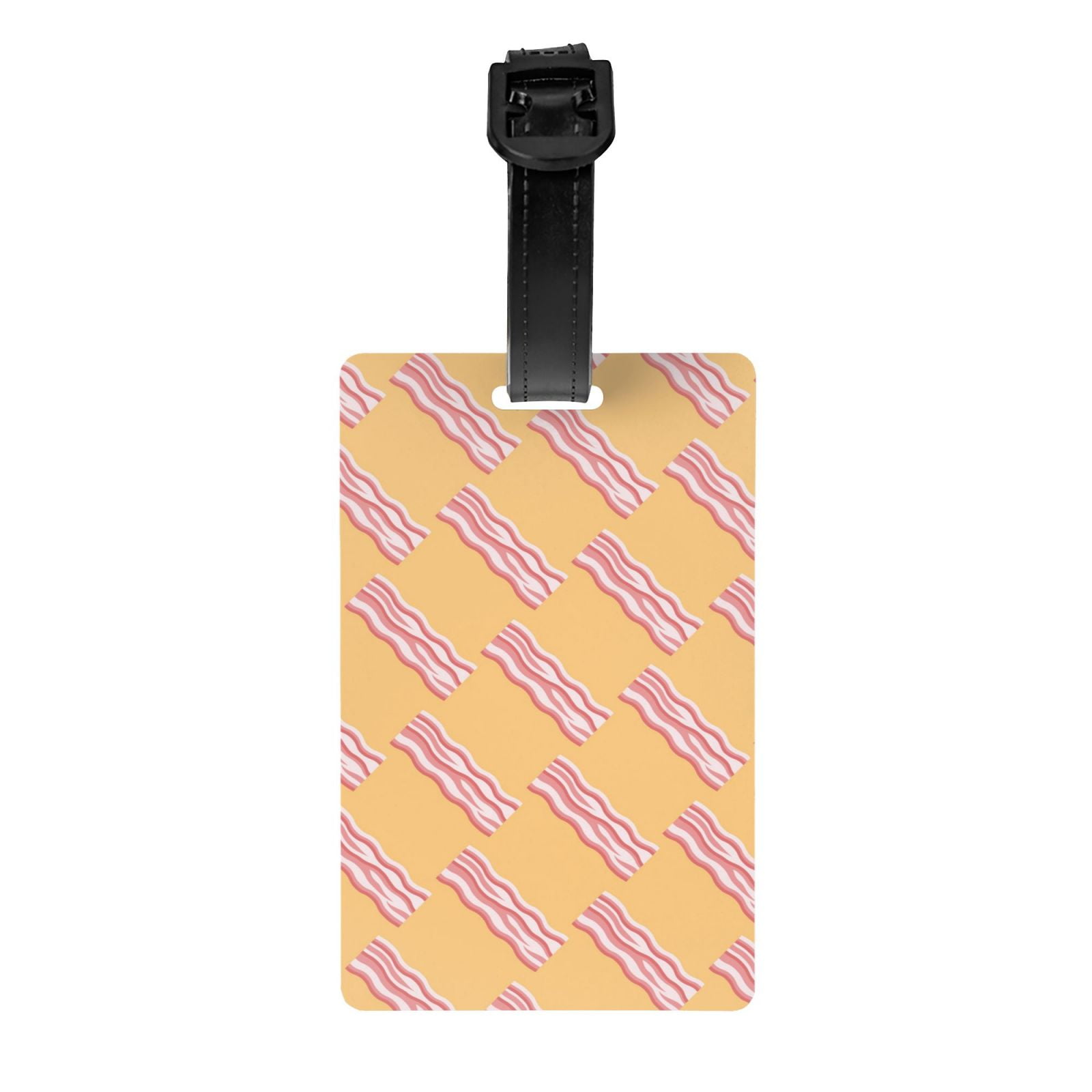 Luggage Tags for Suitcases, Twill Bacon Print Yellow Leather Bag ...