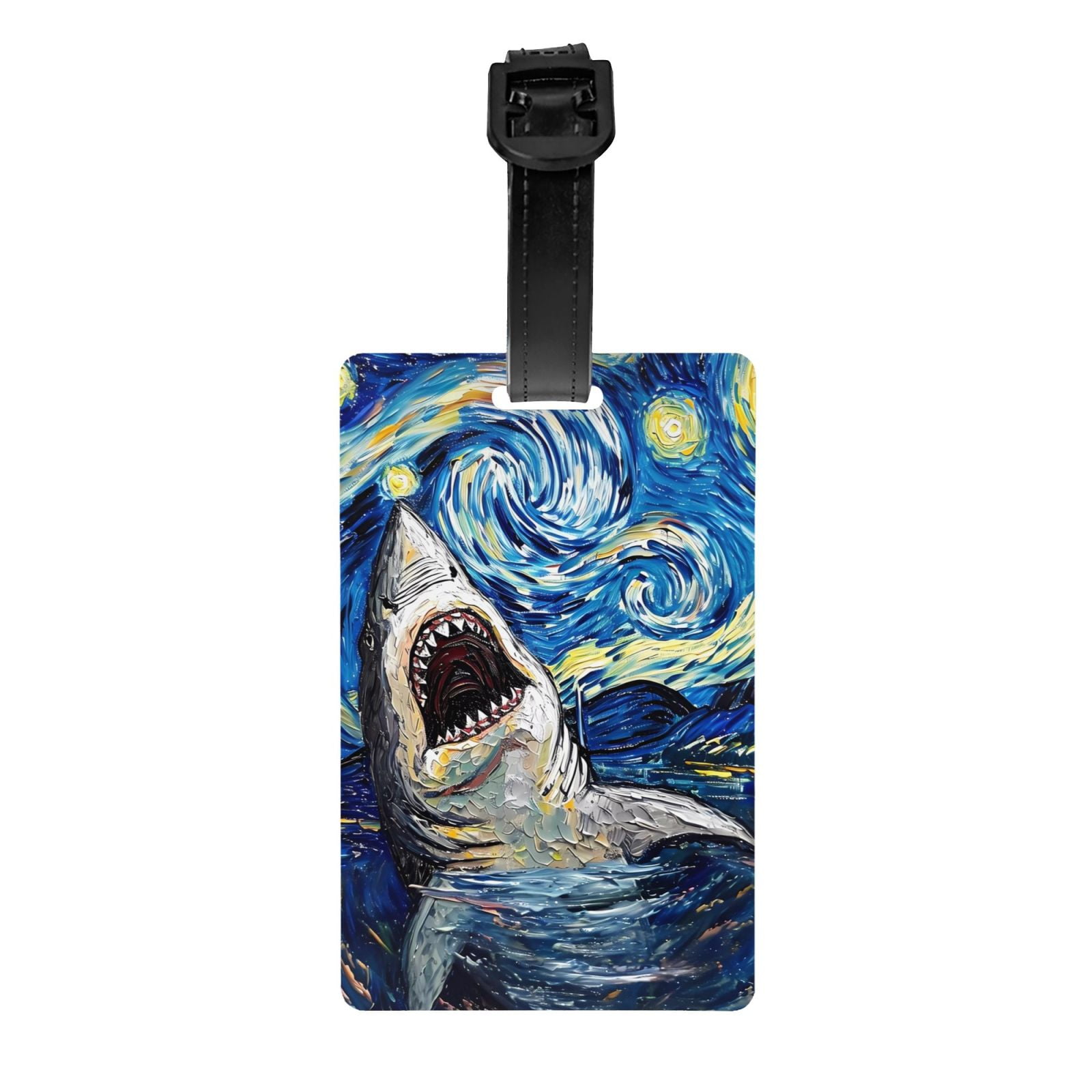 Luggage Tags for Suitcases, Vintage Starry Sky Shark Leather Bag ...