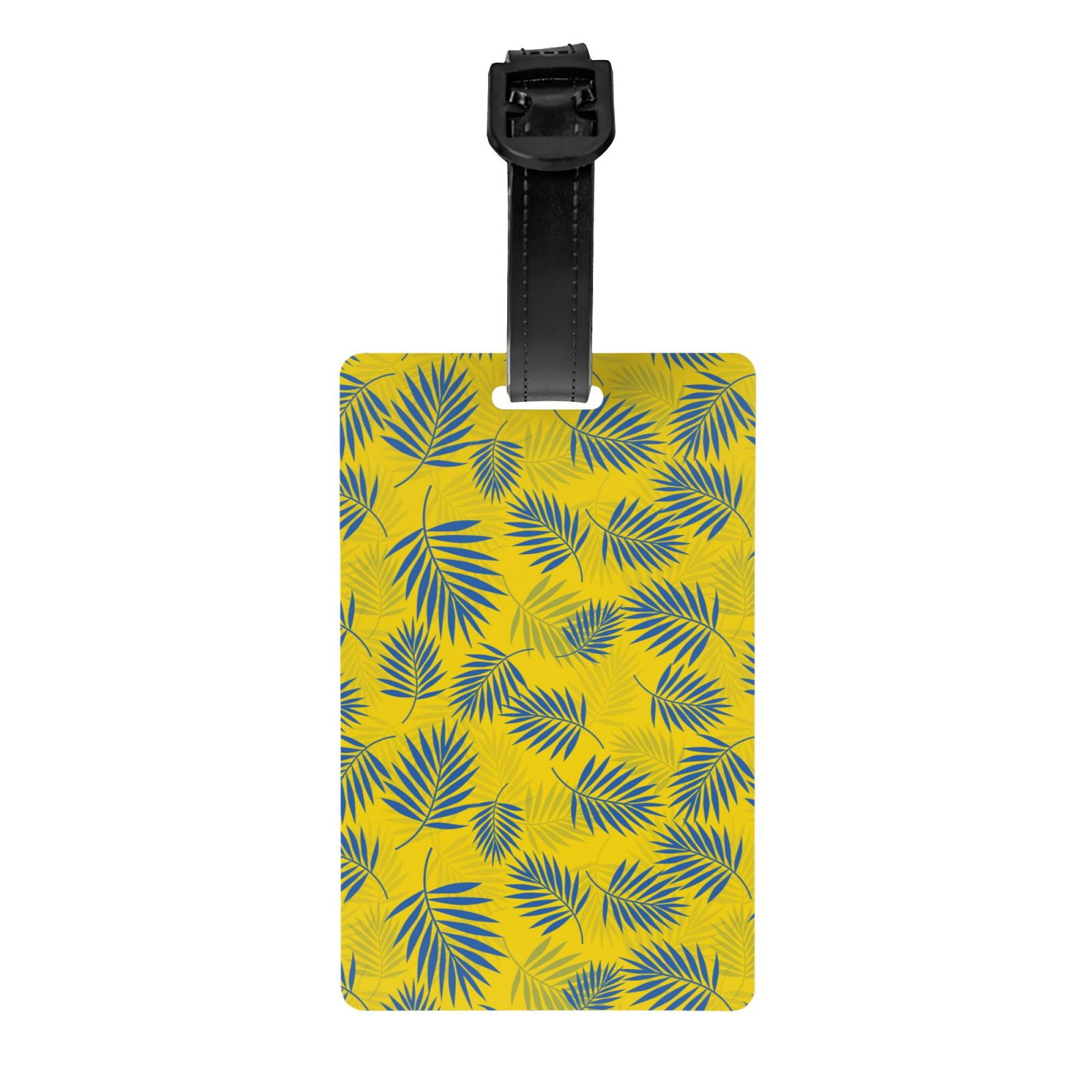 Luggage Tags for Suitcases, Yellow Palm leaf Leather Bag Luggage Tags ...