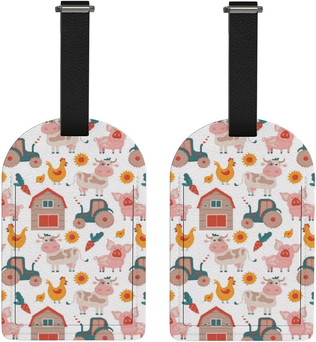 Luggage Tags for Travel Women Men Kids Farm Animals Pig Cow Chicken Hen ...
