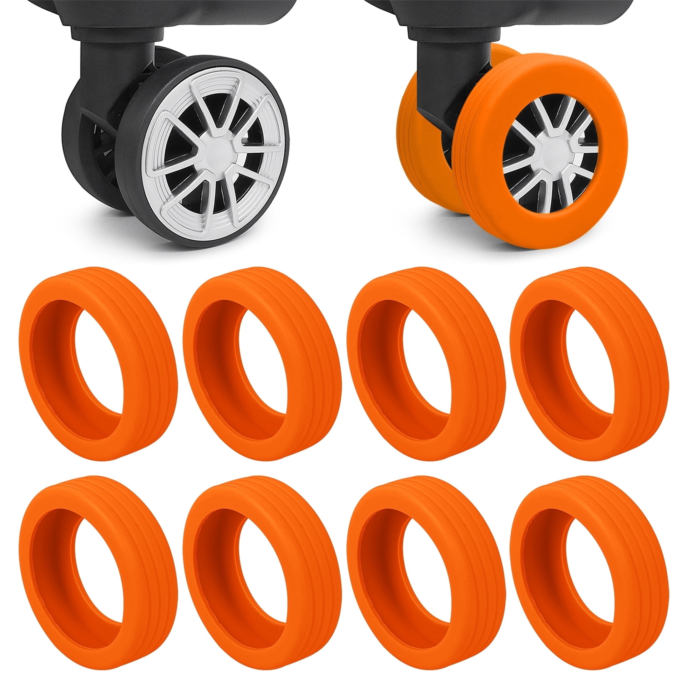 MEETSWEET Silicone Luggage Wheel Sleeves 9 pieces orange - Walmart.com