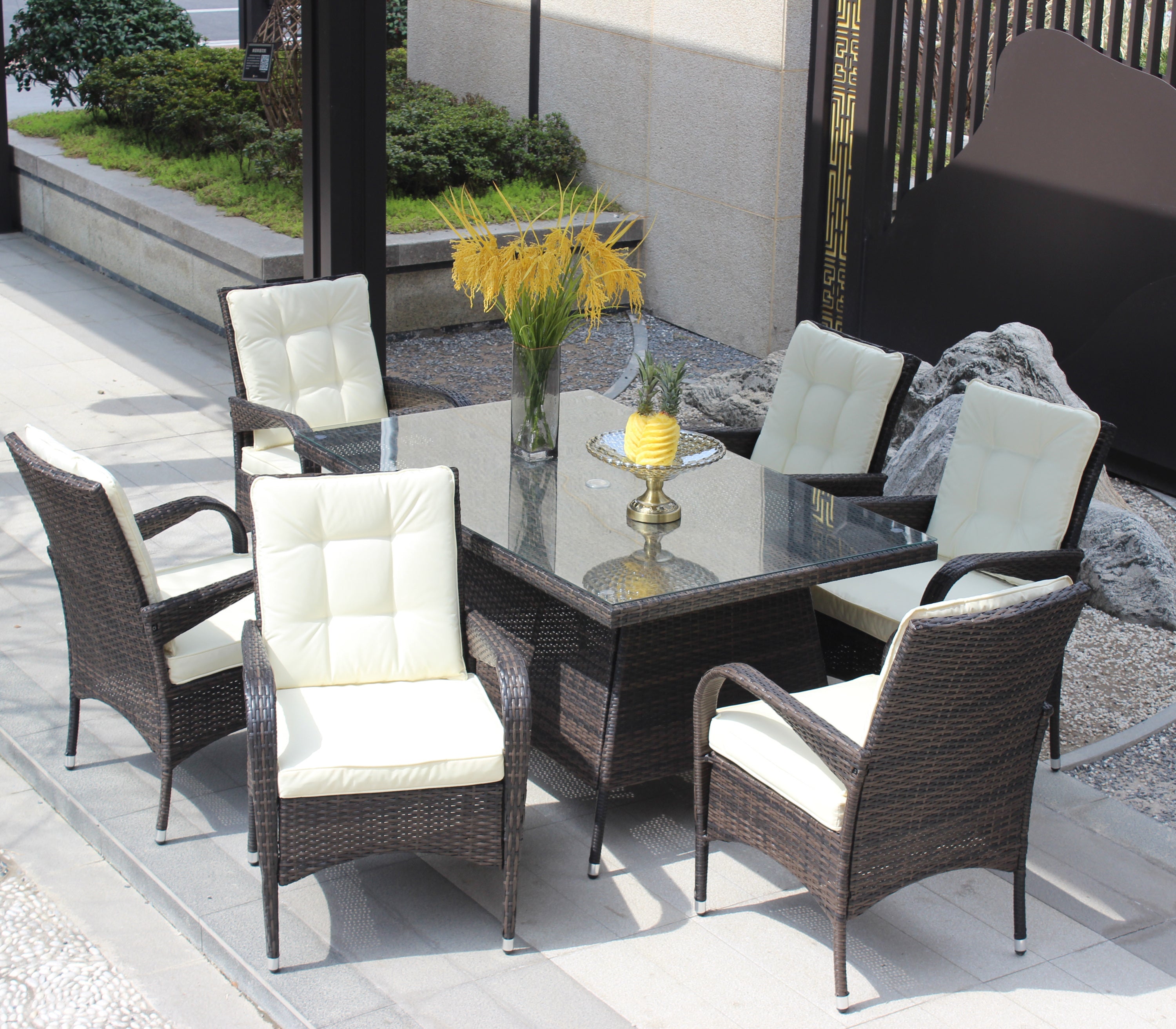 Lugo 7 Pc Patio Rectangular Dining Set - Walmart.com