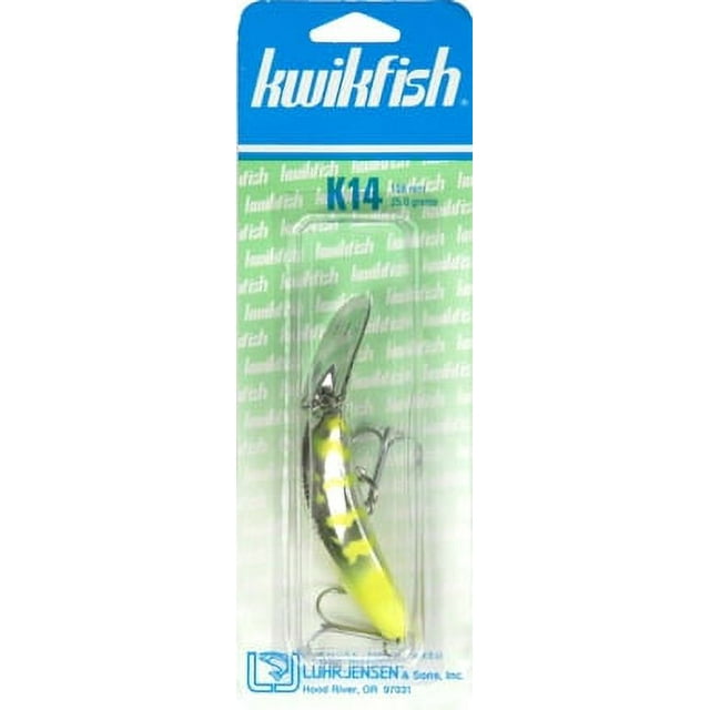Luhr-Jensen Kwikfish 4 1/4" Rattle Fishing Lure, Silver & Chartreuse, Size 2, 5413-0140850 ...