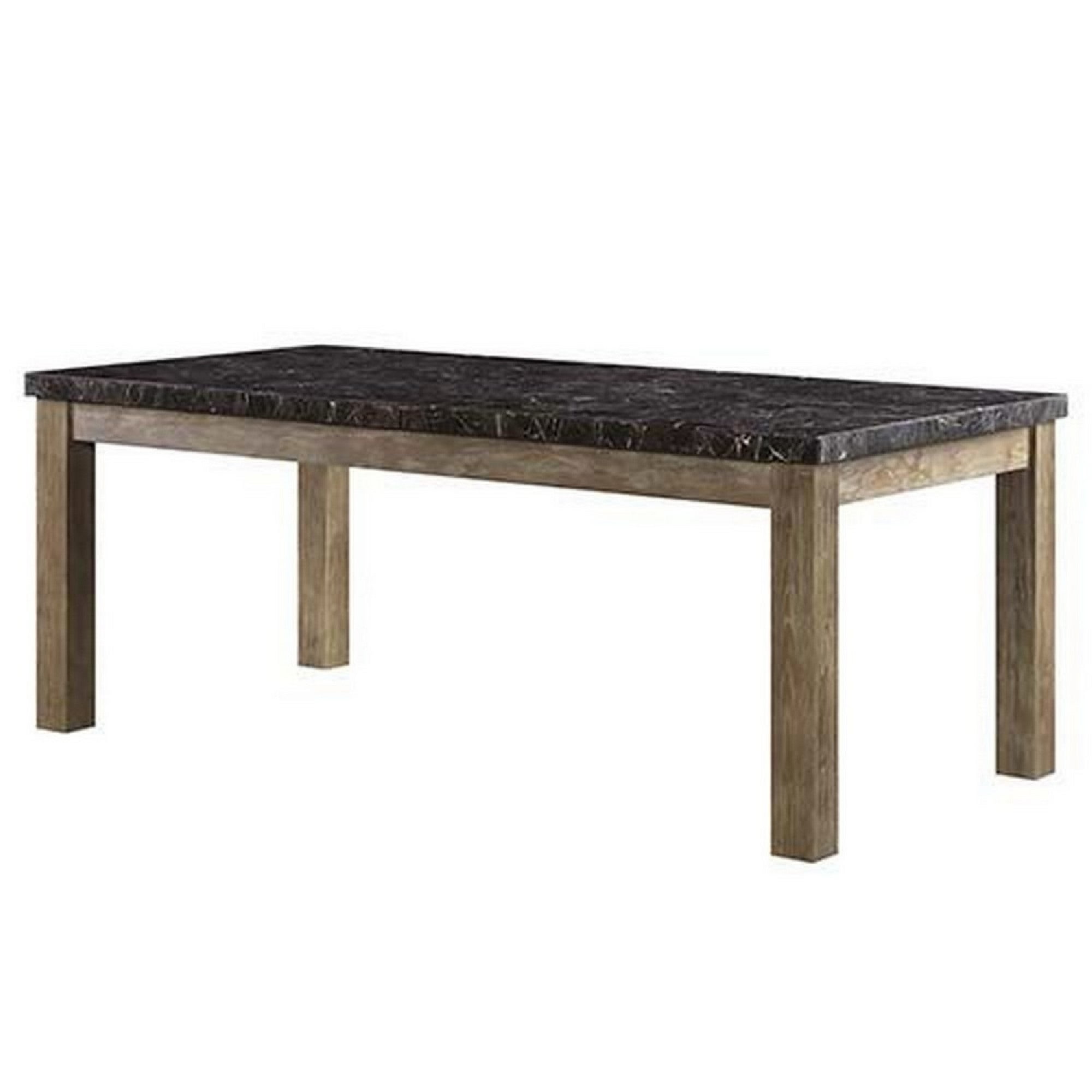 Lui 78 Inch Modern Dining Table, Marble Top, Wood Legs, Black, Oak ...