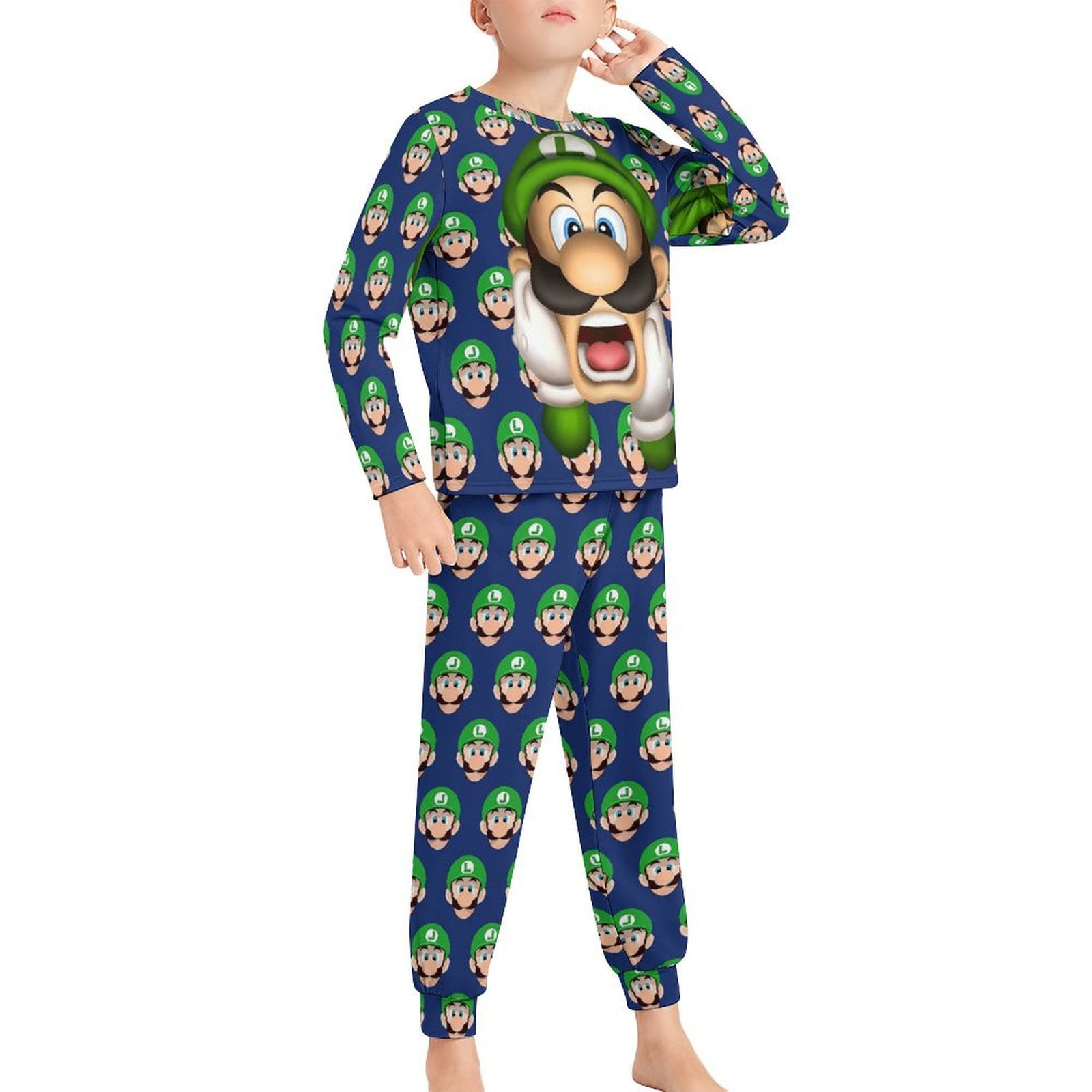 Lui-gi Mansion Pajama Suit Sleepwear Long Sleeve Top And Pants Pajama ...