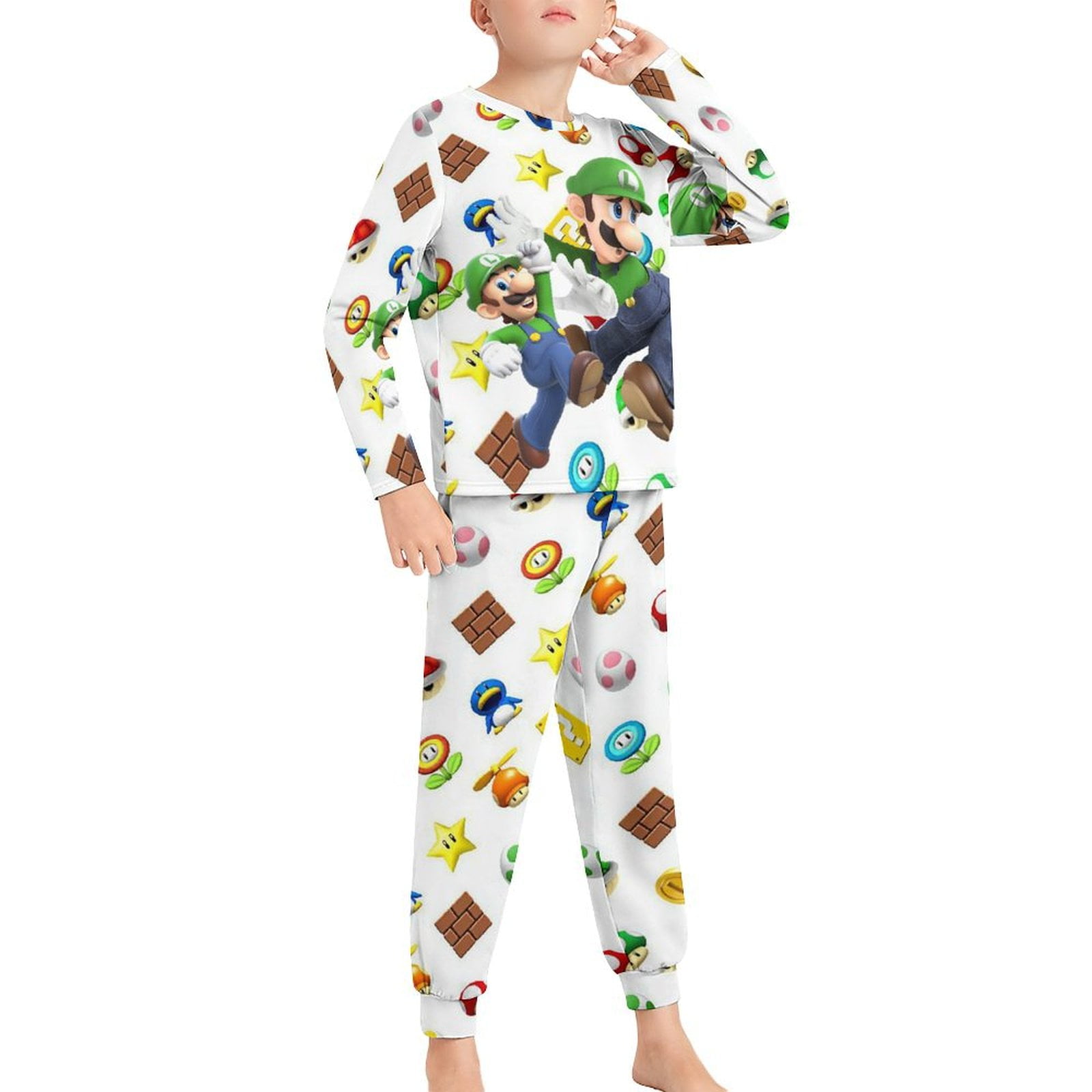 Lui-gi Mansion Pajama Suit Sleepwear Long Sleeve Top And Pants Pajama ...