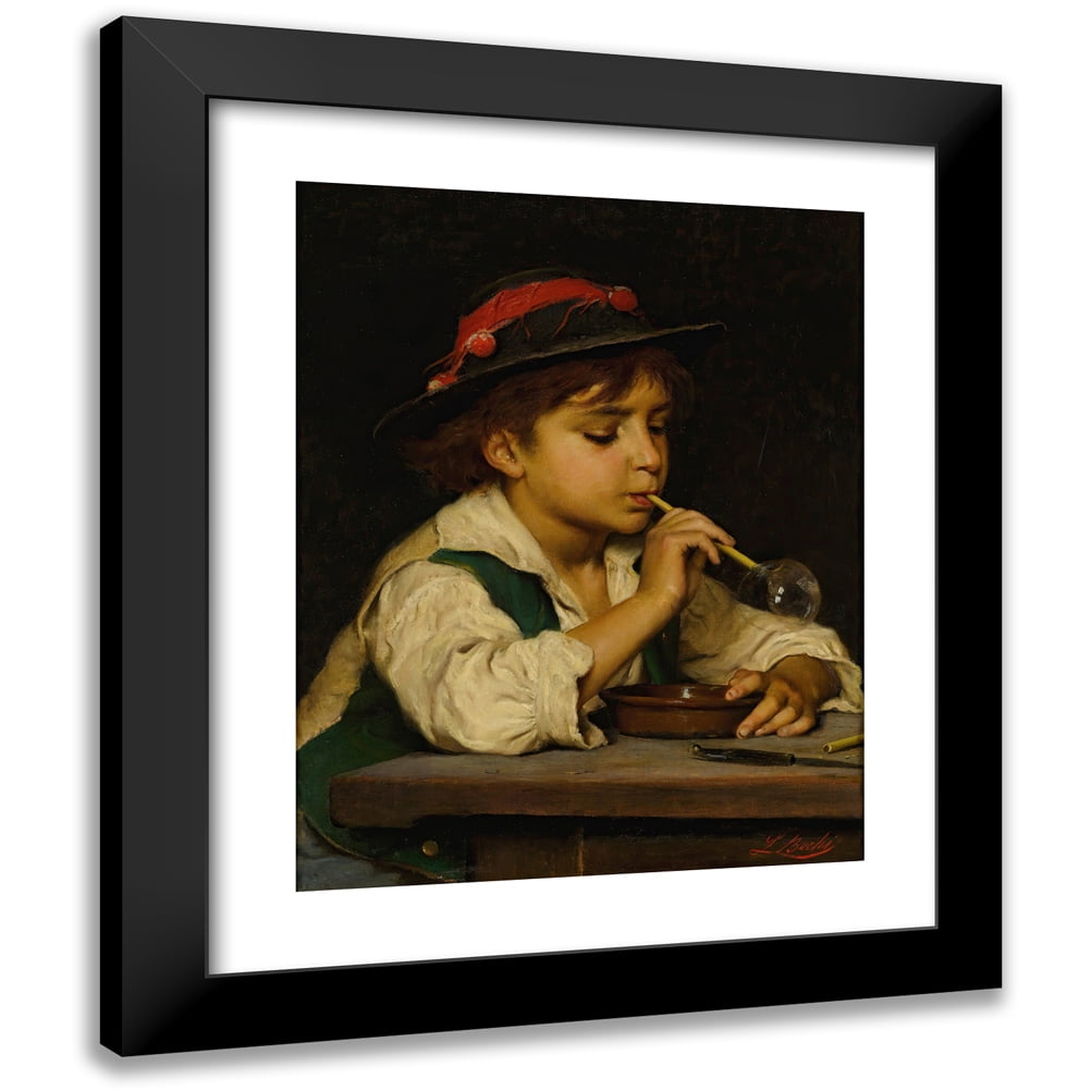 Luigi Bechi 12x14 Black Modern Framed Museum Art Print Titled - Blowing ...