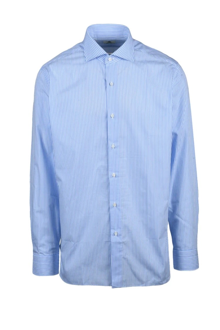 Luigi Borrelli Napoli Cotton Shirt - White/Light Blue (Men's) - Walmart.com