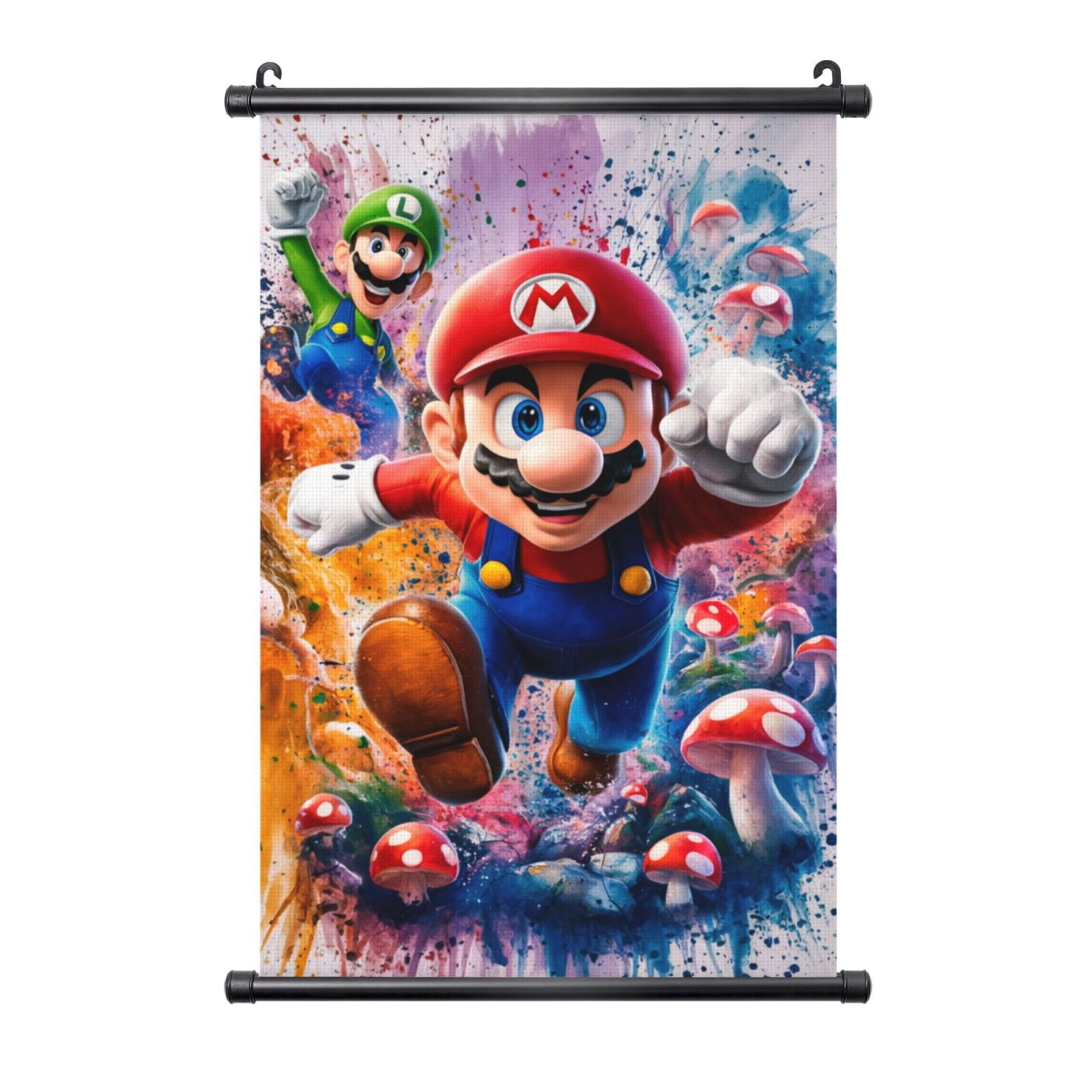 Luigi Hanging Poster, Black Plastic Shaft Wall Hanging Posters Scroll ...
