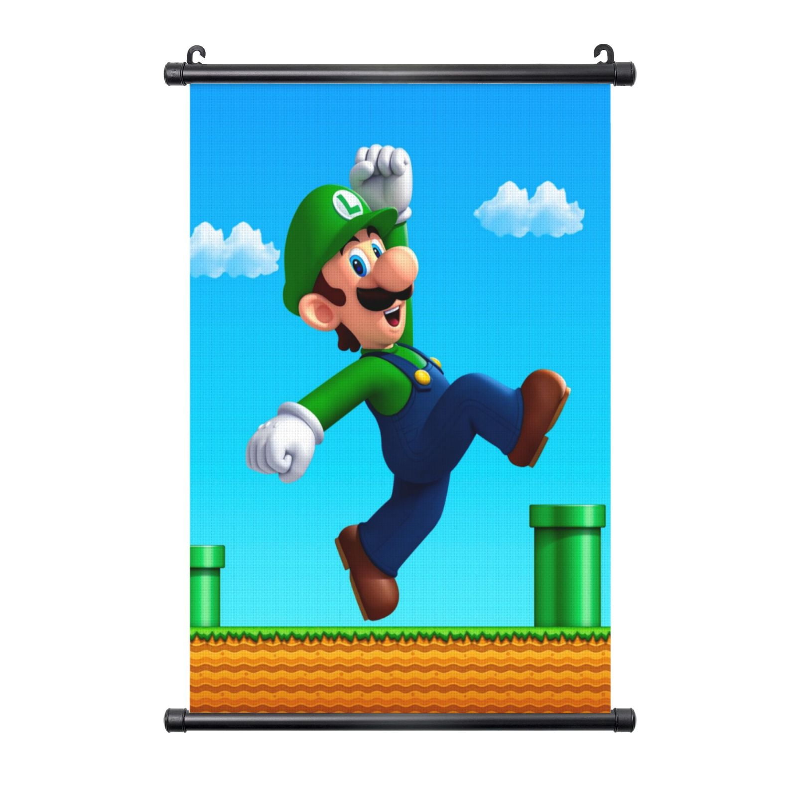 Luigi Hanging Poster, Black Plastic Shaft Wall Hanging Posters Scroll ...