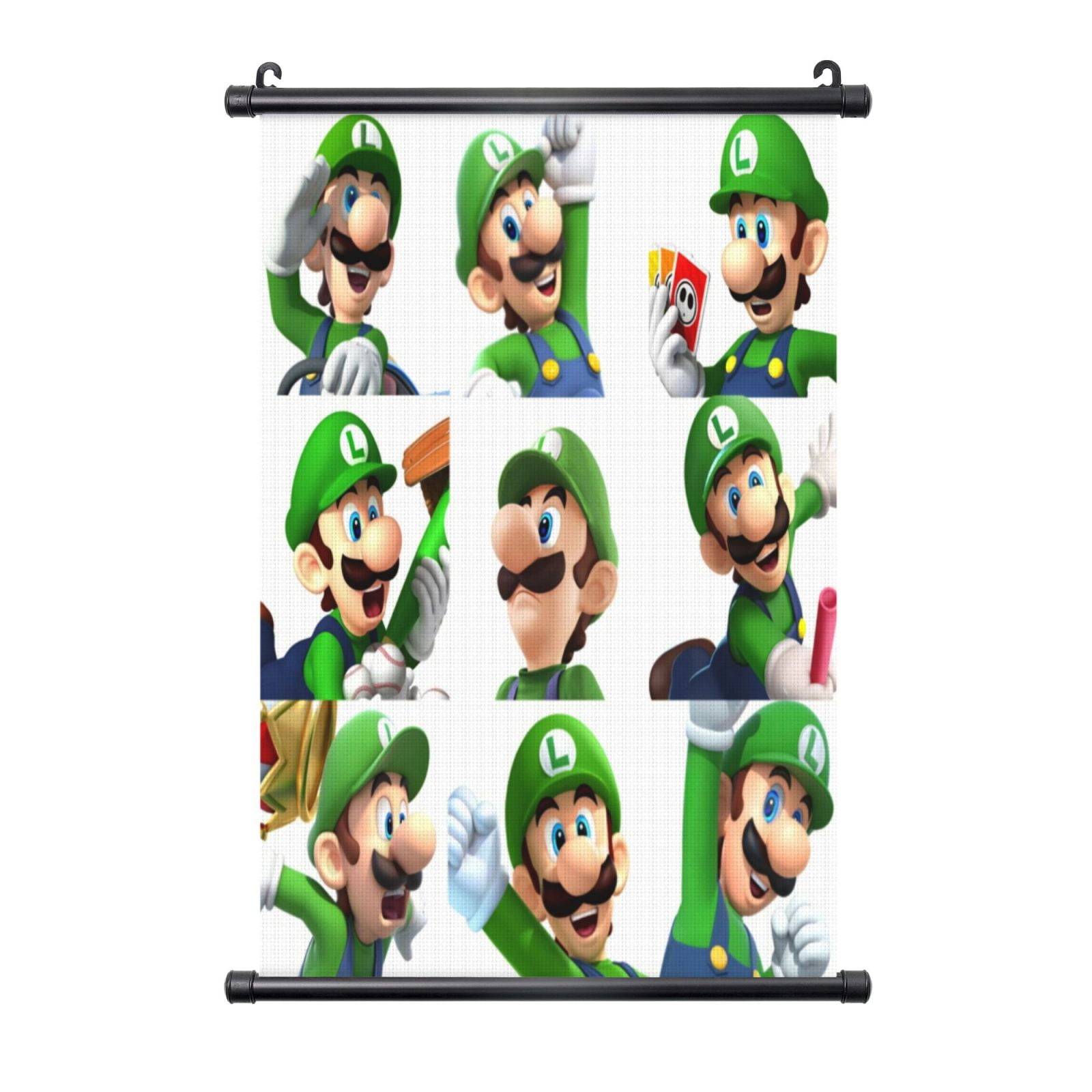Luigi Hanging Poster, Black Plastic Shaft Wall Hanging Posters Scroll ...