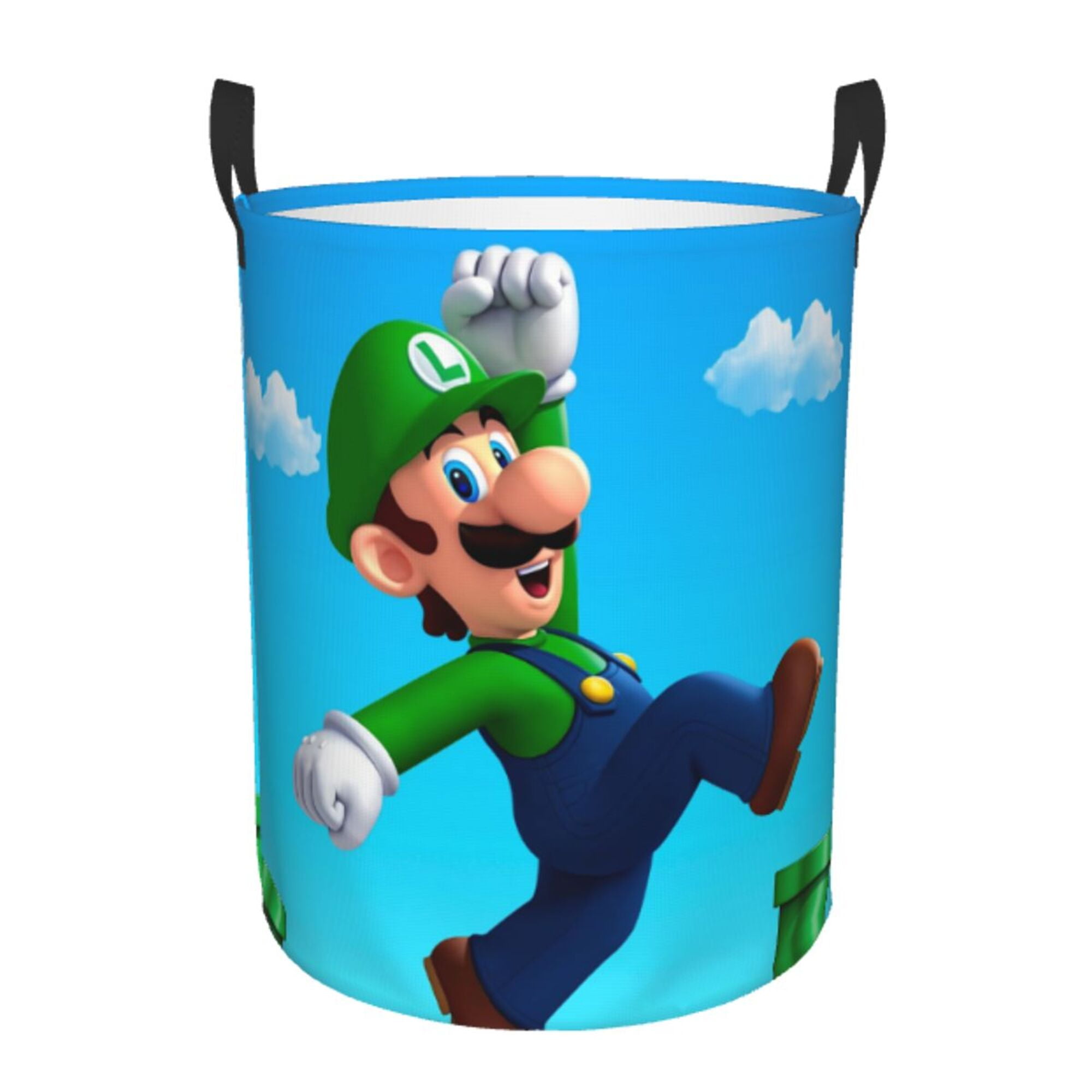 Luigi Laundry Hamper With Handle Funny Waterproof Foldable Circular ...