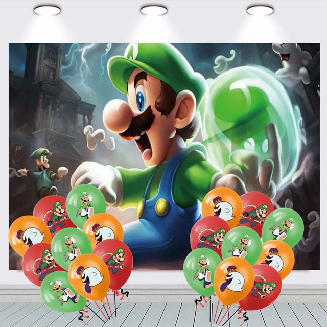 Luigi Mansion Backdrop Banner Balloons Party Decorations Supplies ...