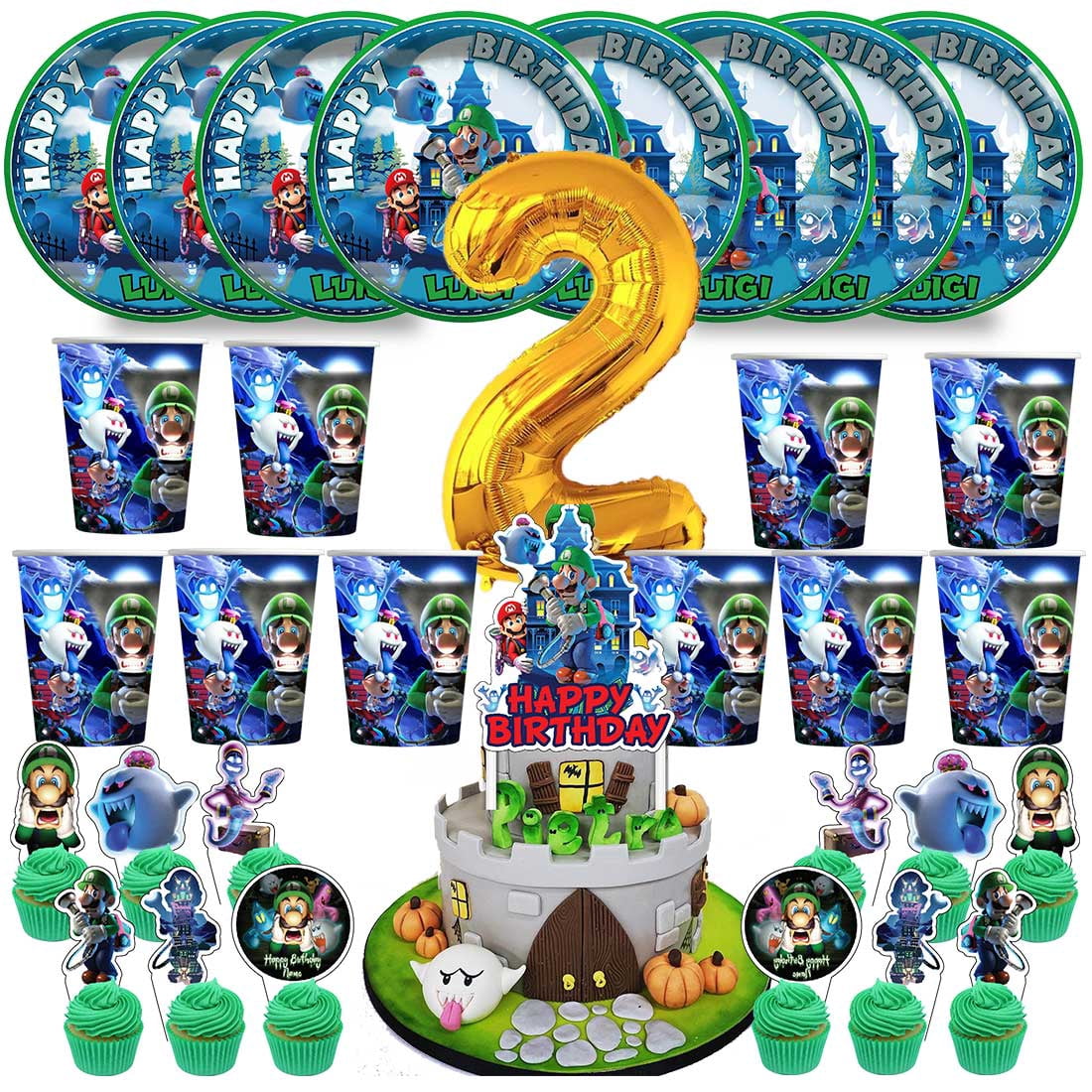 Luigi Mansion Birthday 2nd Cups Party Supplies Plates Fans Decorations ...