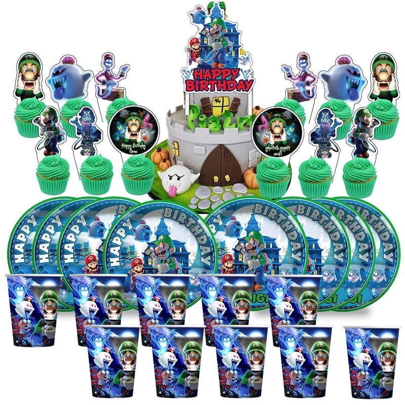 Luigi Mansion Birthday Cups Party Supplies Plates Fans Decorations Cake ...