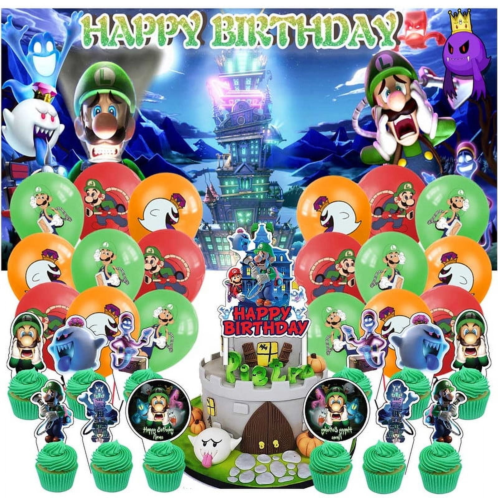 Luigi Mansion Party Supplies Latex Balloons Decor Banner Backdrop Kit ...