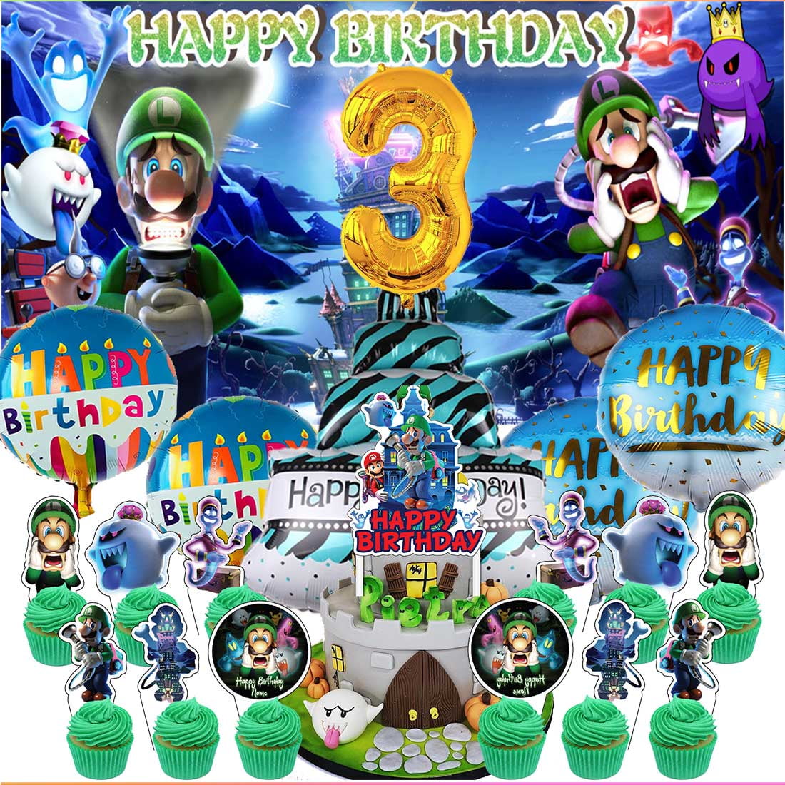 Luigi Mansion Party Supplies Decor 3rd Kit Balloons Birthday Cake ...