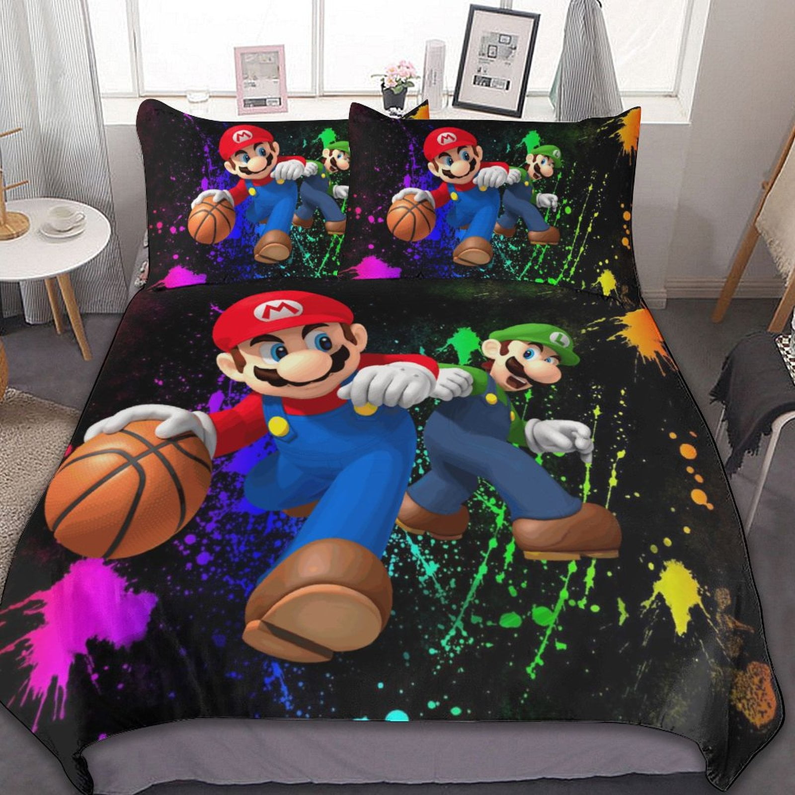 Aoivkut Luigi Mario Bedding Set, 3 Piece, Duvet Cover, Pillow Shams ...