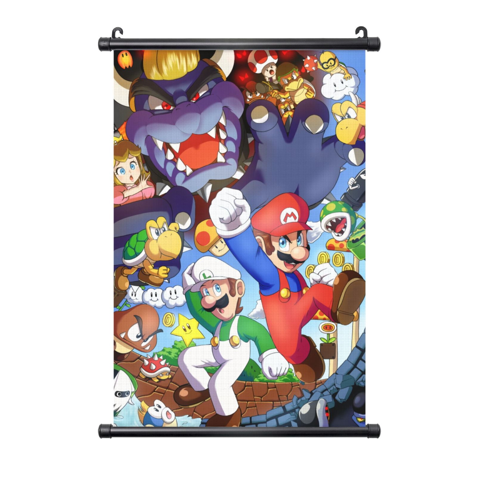Luigi Mario Bros. Movie Black Plastic Shaft Hanging Poster Decor Canvas ...