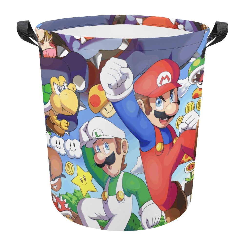 Luigi Mario Bros. Movie Circular Laundry Hamper Foldable Large Storage ...