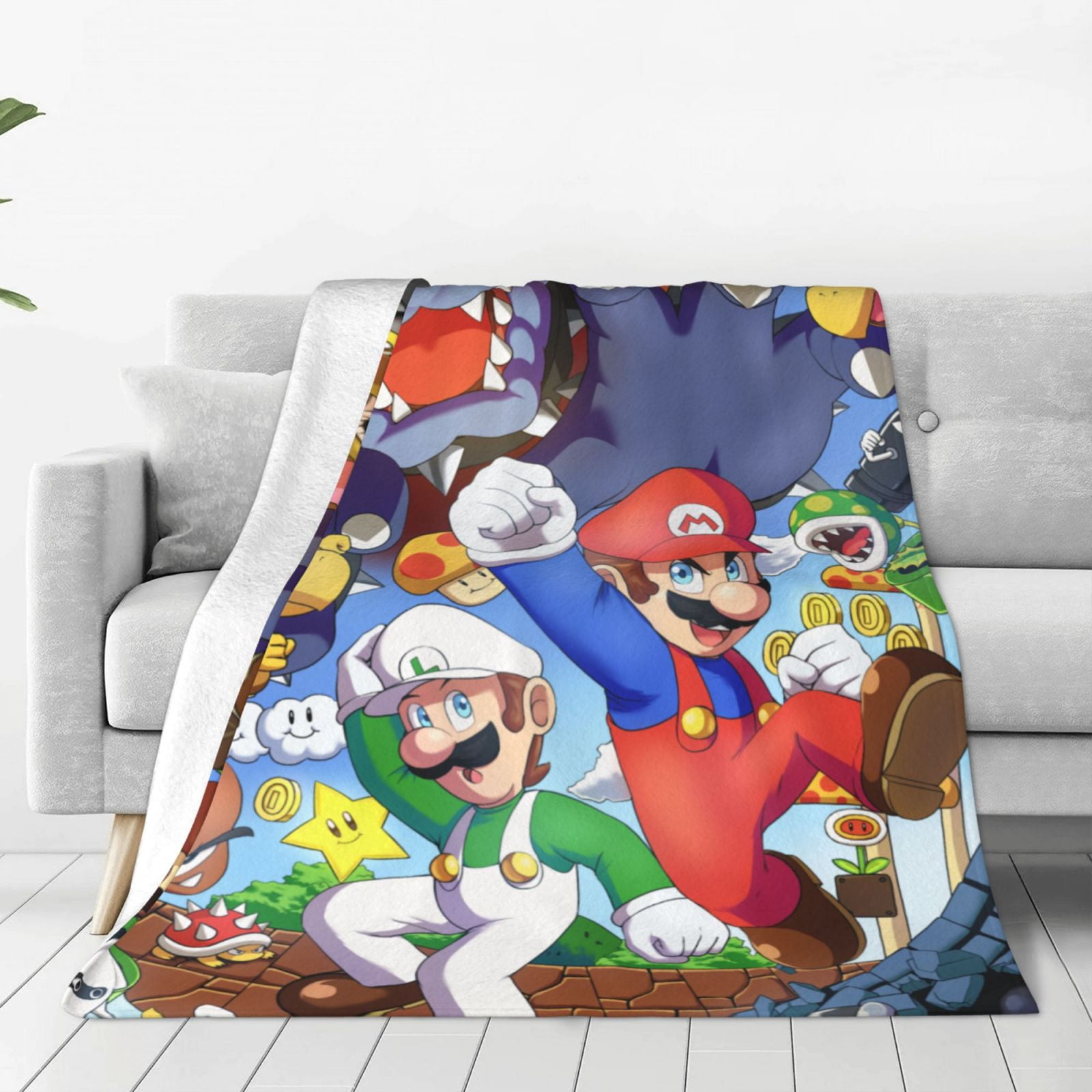 Luigi Mario Bros. Movie Flannel Blanket Cozy Ultra-Soft Micro Fleece ...