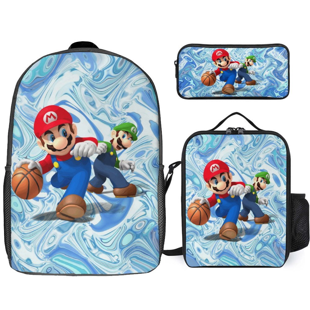Luigi Mario Laptop Backpack With Pencil Case Lunch Bag 3 Pieces Set ...