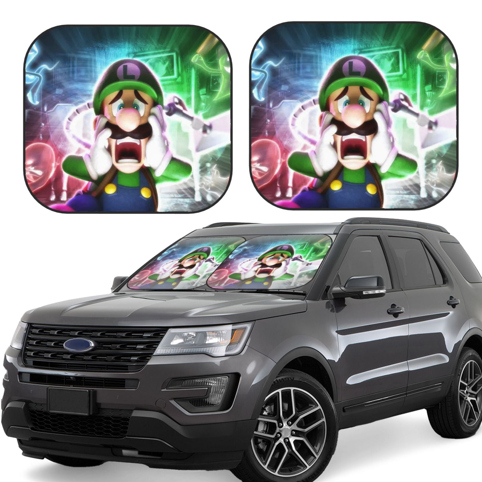 Luigi'S Mansion Car Windshield Sun Shade Foldable 2-Piece Auto Front ...