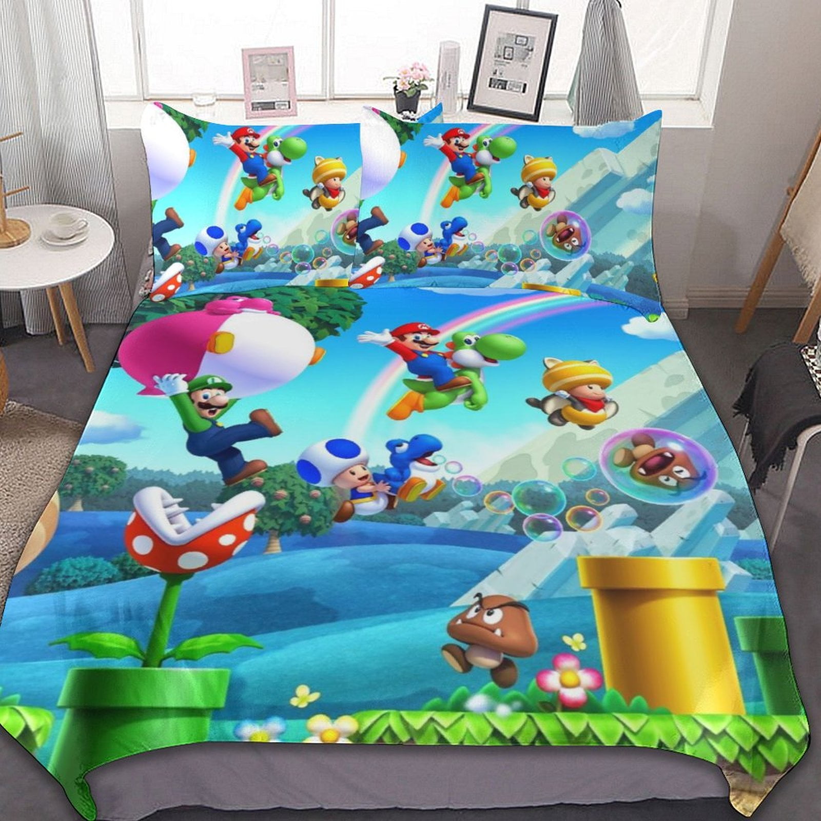 Luigi Super Mario 3 Piece Bedding Sets Decor Comforter Sets With One ...