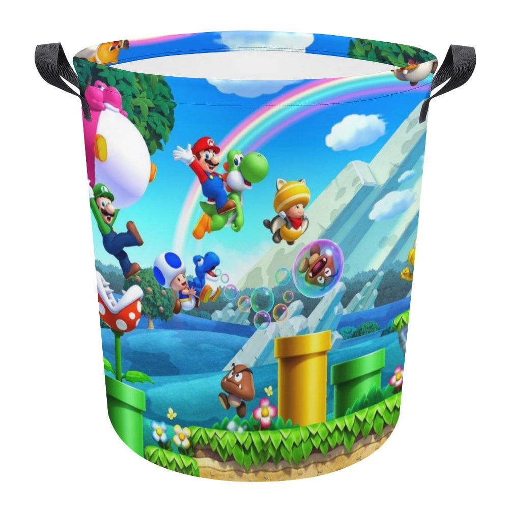 Luigi Super Mario Circular Laundry Hamper Foldable Large Storage ...