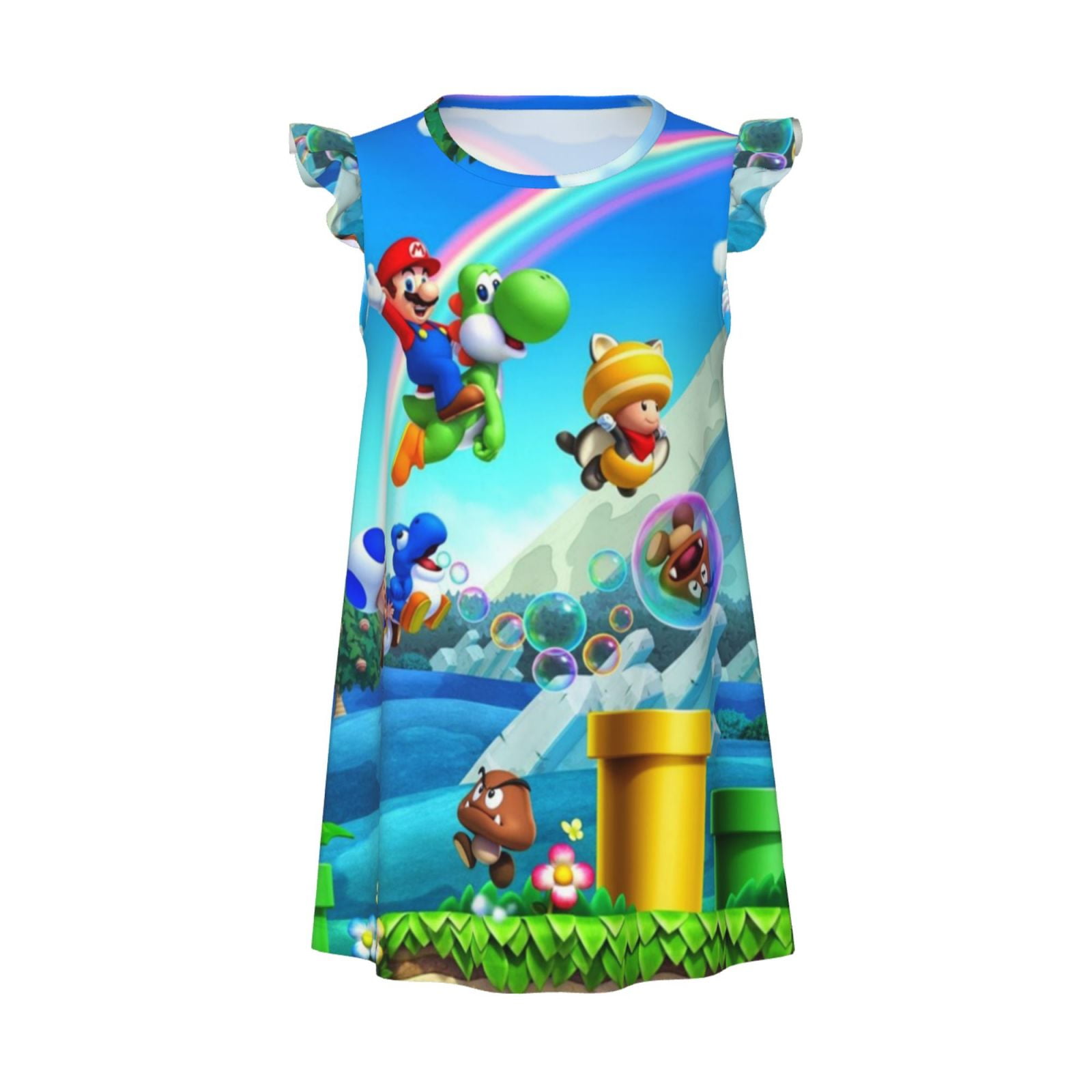 Luigi Super Mario Girls Nightgowns Pajamas Dress Summer Soft Sleepwear ...
