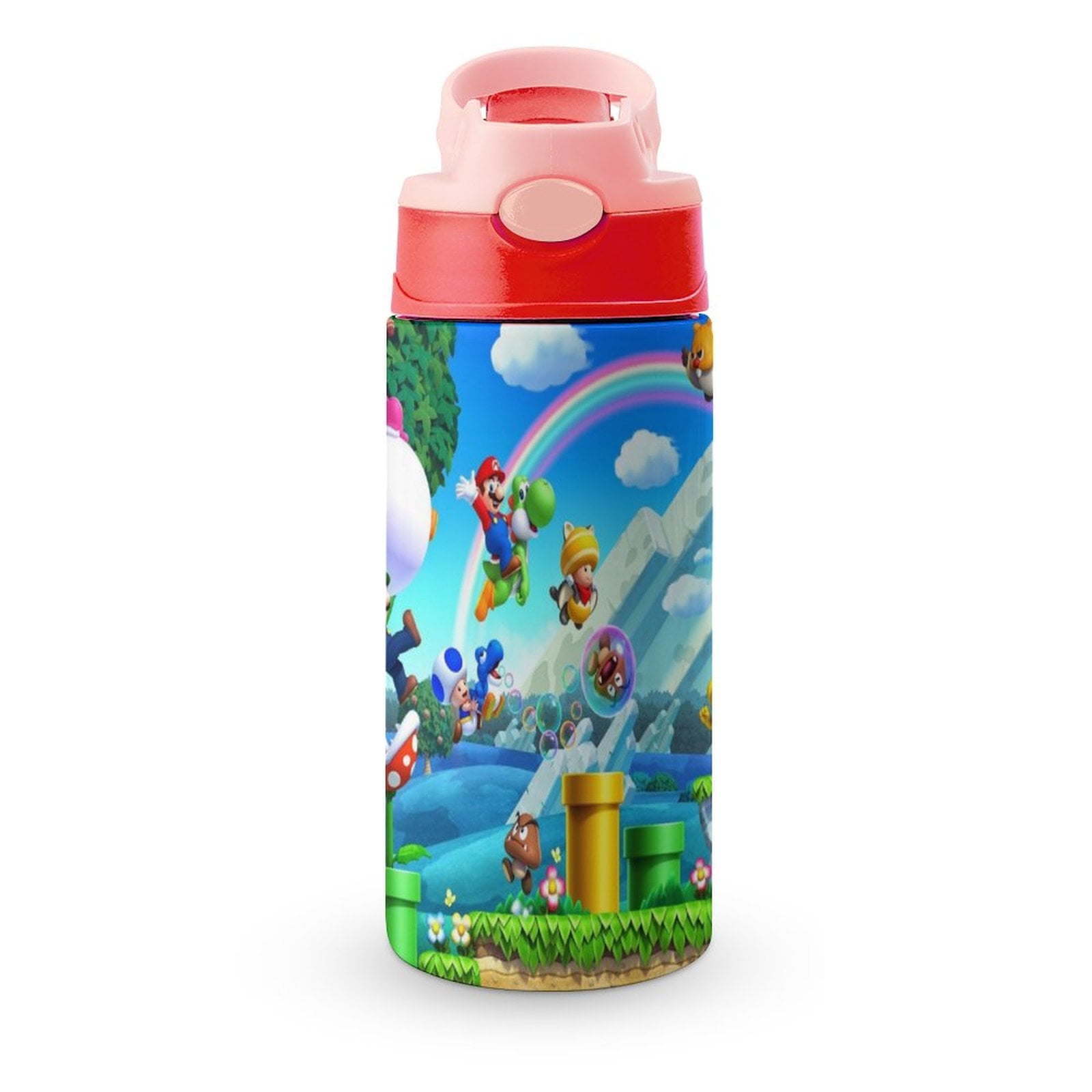 Luigi Super Mario Kid's Insulated Water Bottle With Straw Vacuum Stainless Steel Cup Leak-Proof ...