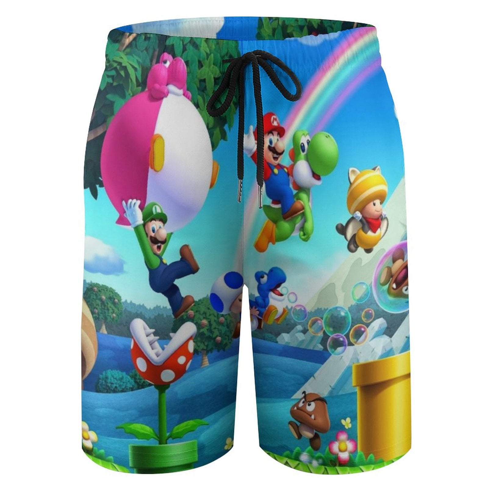 Luigi Super Mario Teen Board Shorts Summer Boy's Swim Trunks Drawstring ...