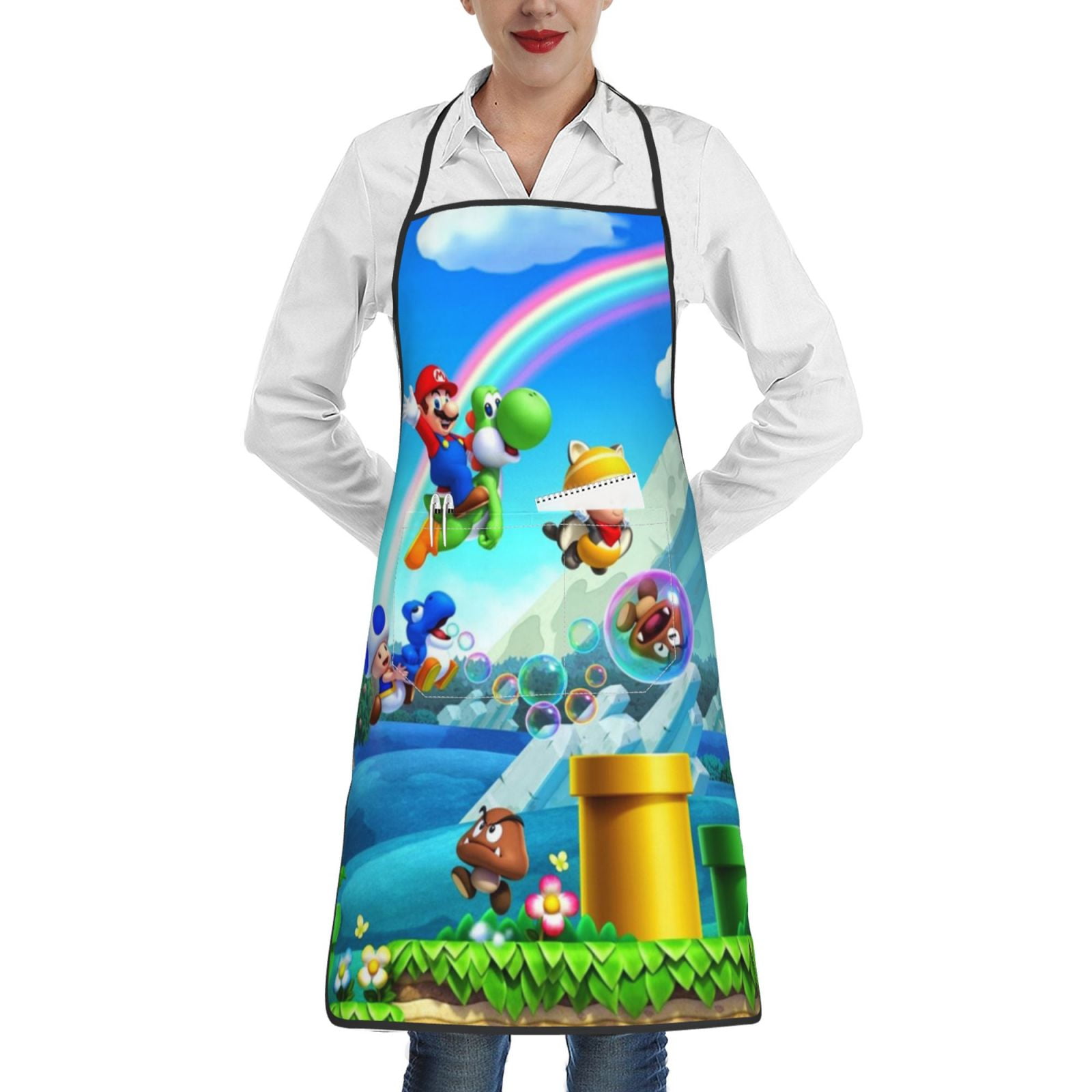 Luigi Super Mario Waterproof Apron Home Decor Kitchen Fashion Apron For ...
