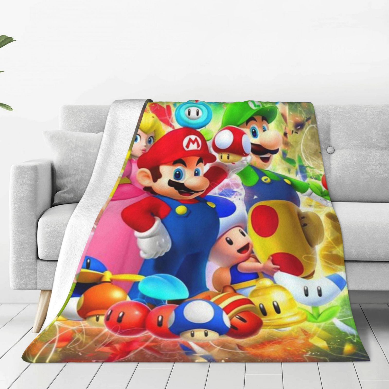 Luigi The Super Mario Bros Flannel Blanket Cozy Ultra-Soft Micro Fleece ...