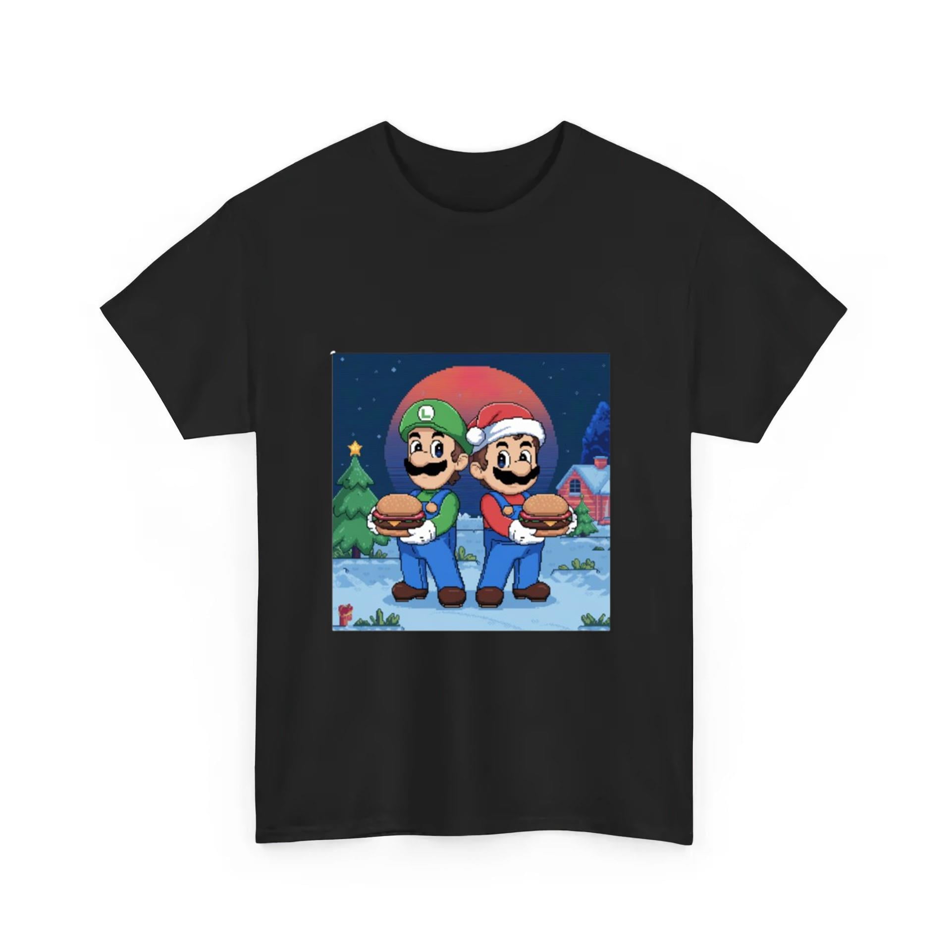 Luigi and Mario eating In-N-Out Burger on a Christmas background T ...