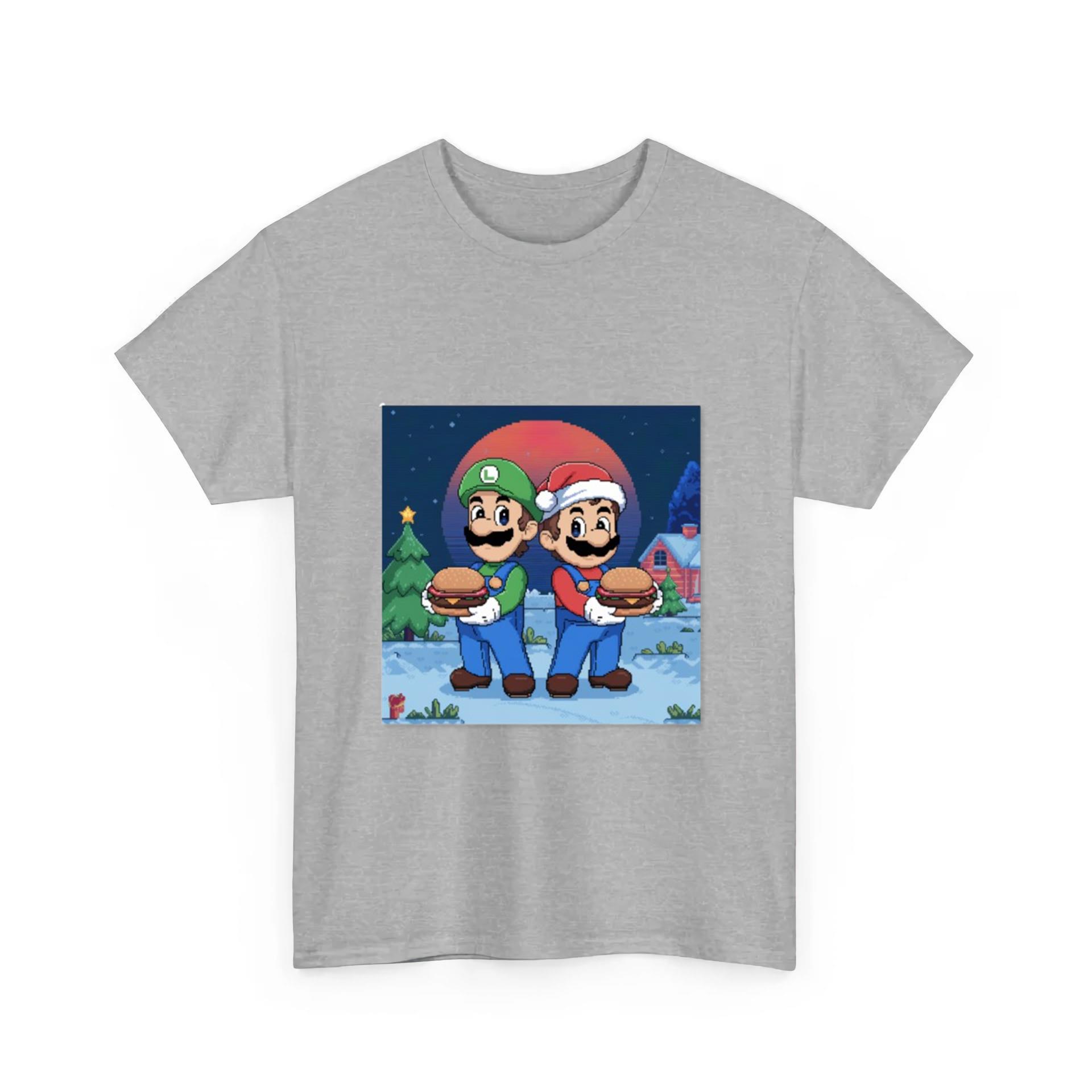 Luigi and Mario eating In-N-Out Burger on a Christmas background T ...