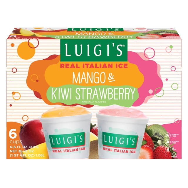 Luigi's Mango & Kiwi Strawberry Real Italian Ice, 36 oz, 6 Count ...