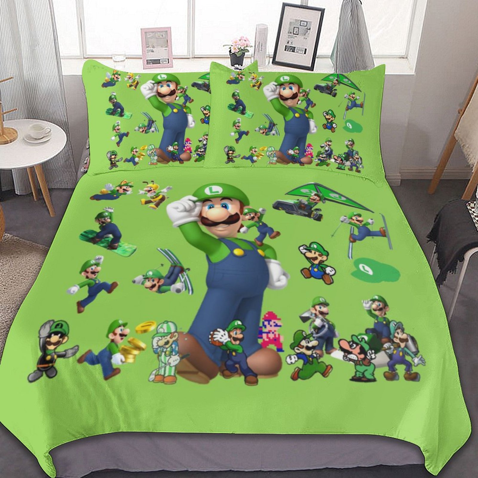 Luigi's Mansion 3 Pcs Bed Sheets Set Breathable Duvet Cover with 2 ...